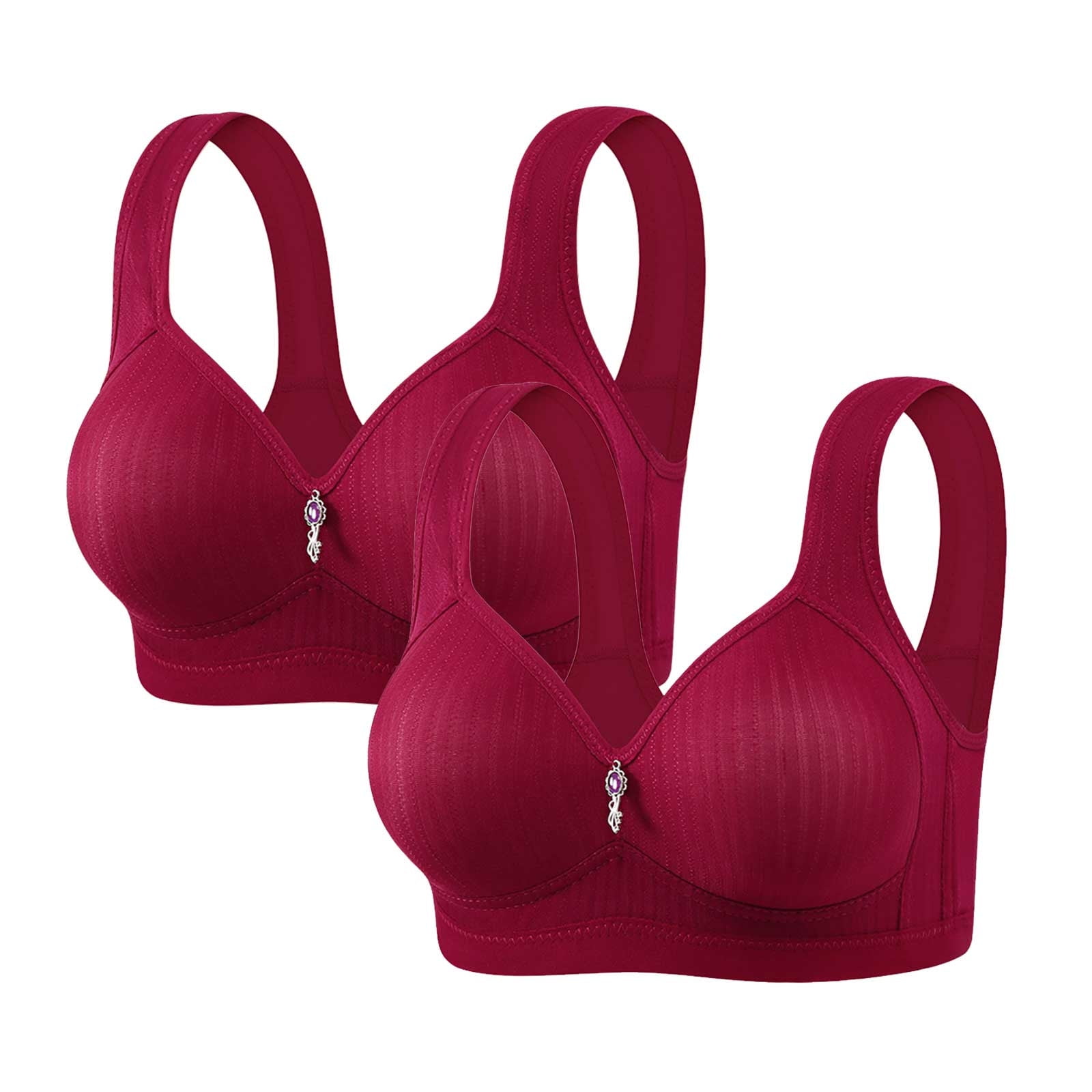 Busydd 2PC Push Up Bras for Women Solid Color High Support Wireless ...