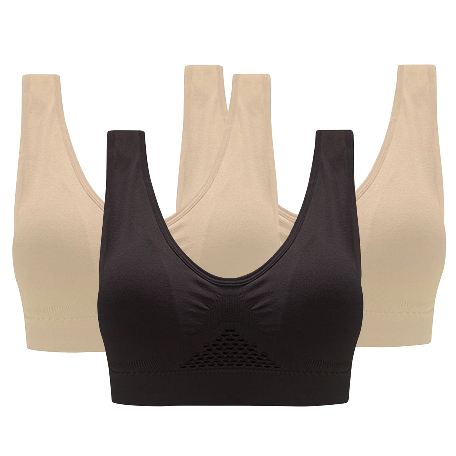 Busydd 3 Piece Bras for Women Solid Color Seamless Sports Bra Comfy T ...