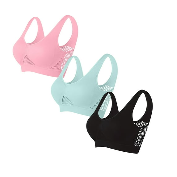 Busydd 3PC Wireless Bras for Women Comfy Breathable Solid Color Push up ...