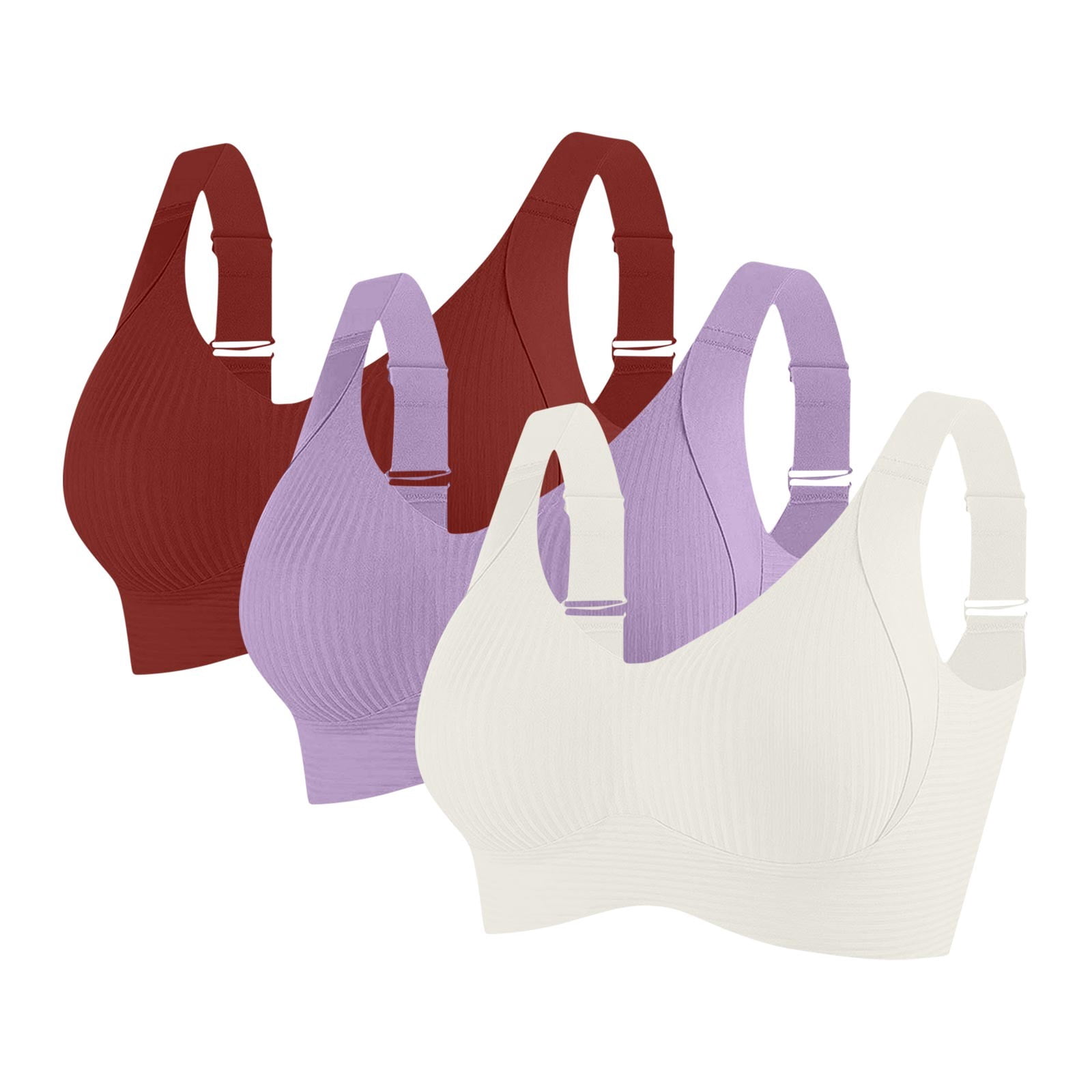Busydd 3PC Women's Sports Bras Comfortable Breathable Wireless Bras ...