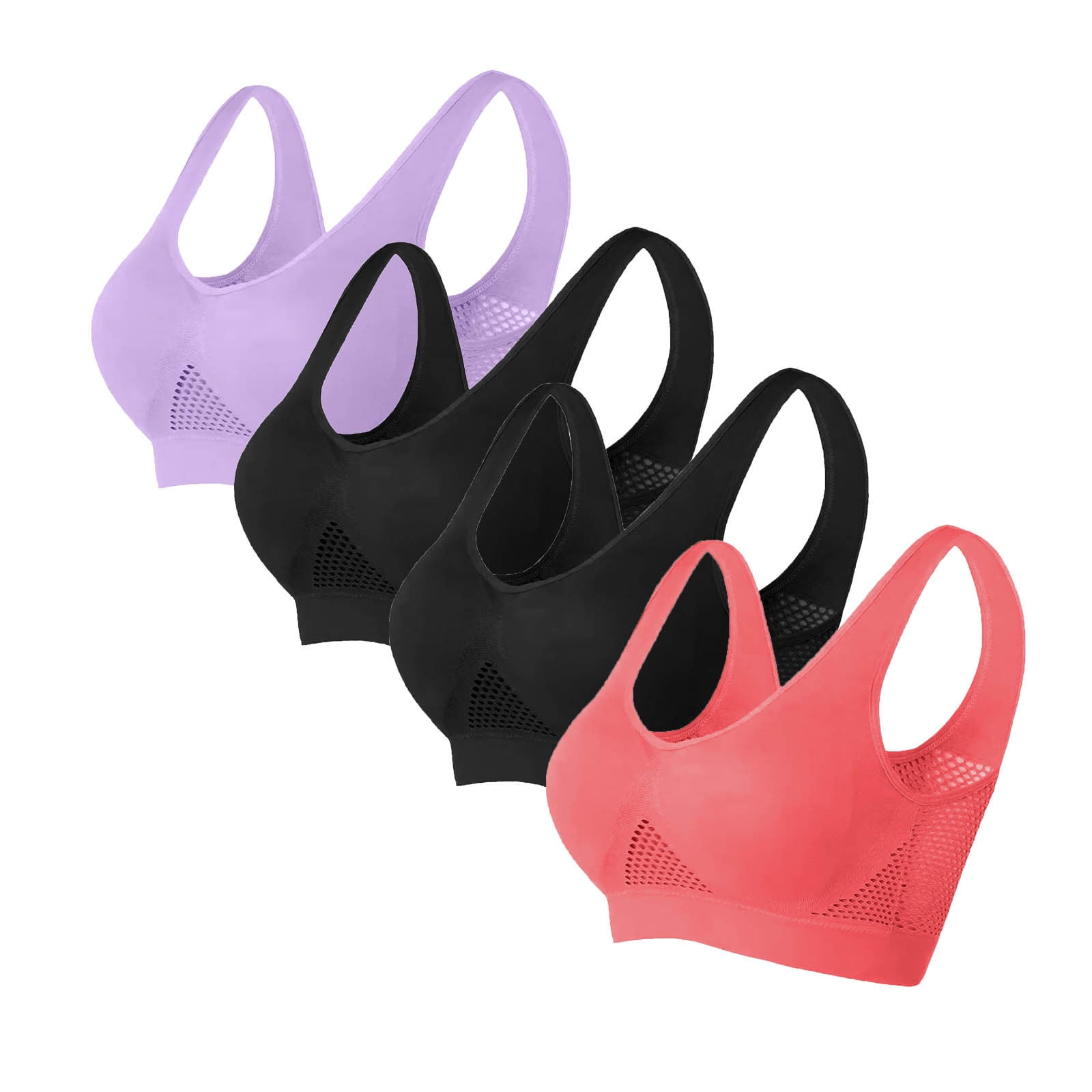 Busydd 4 Pack Womens Bras High Impact Sports Bras Solid Color Everyday ...