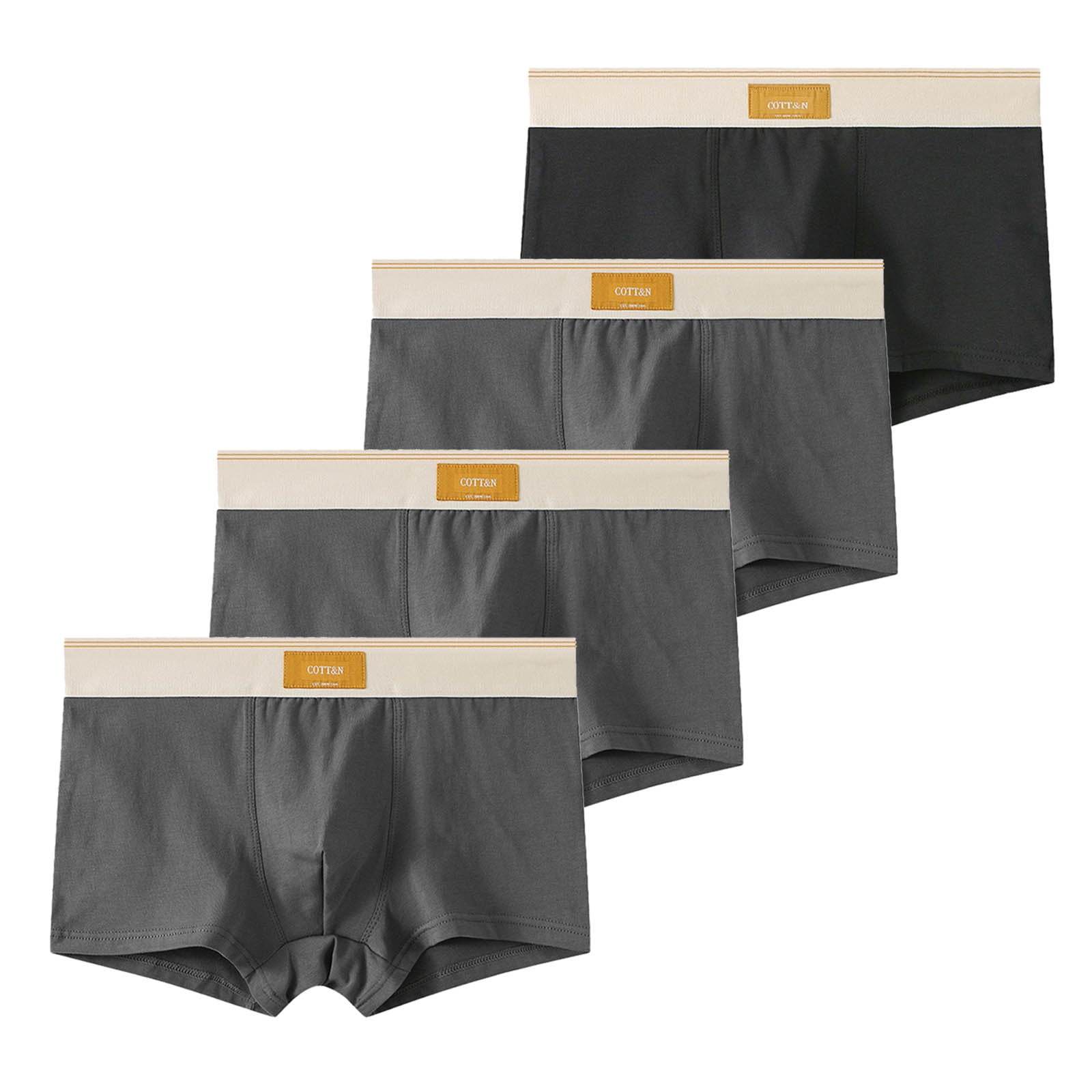 Busydd 4PC Mens Cotton Boxer Briefs Comfortable Breathable Cotton ...