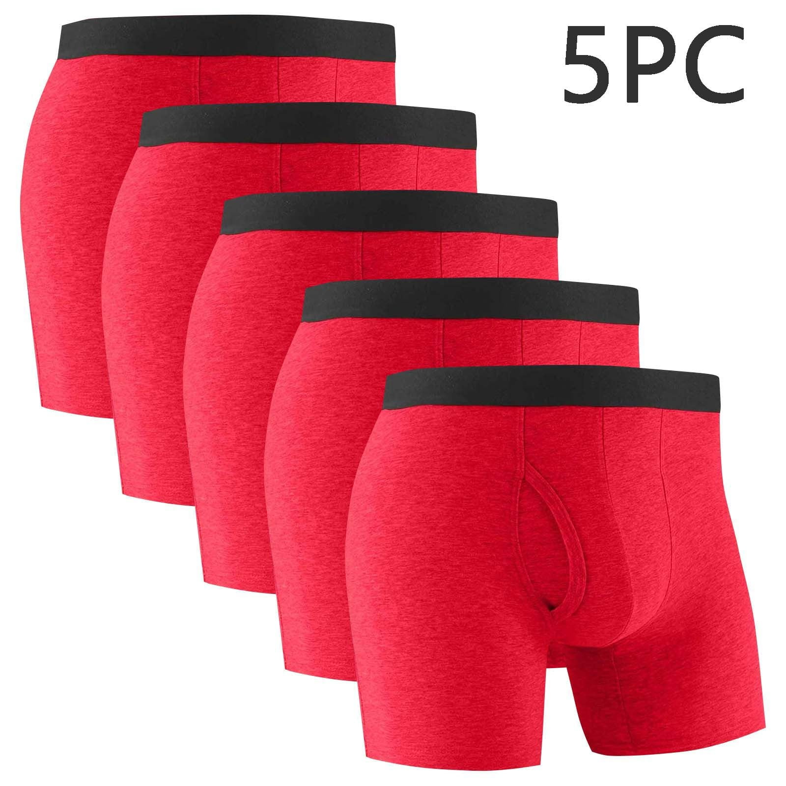 Busydd 5PC Mens Boxer Briefs Casual Comfortable Cotton Underwear forMen Pack Breathable Stretch ...