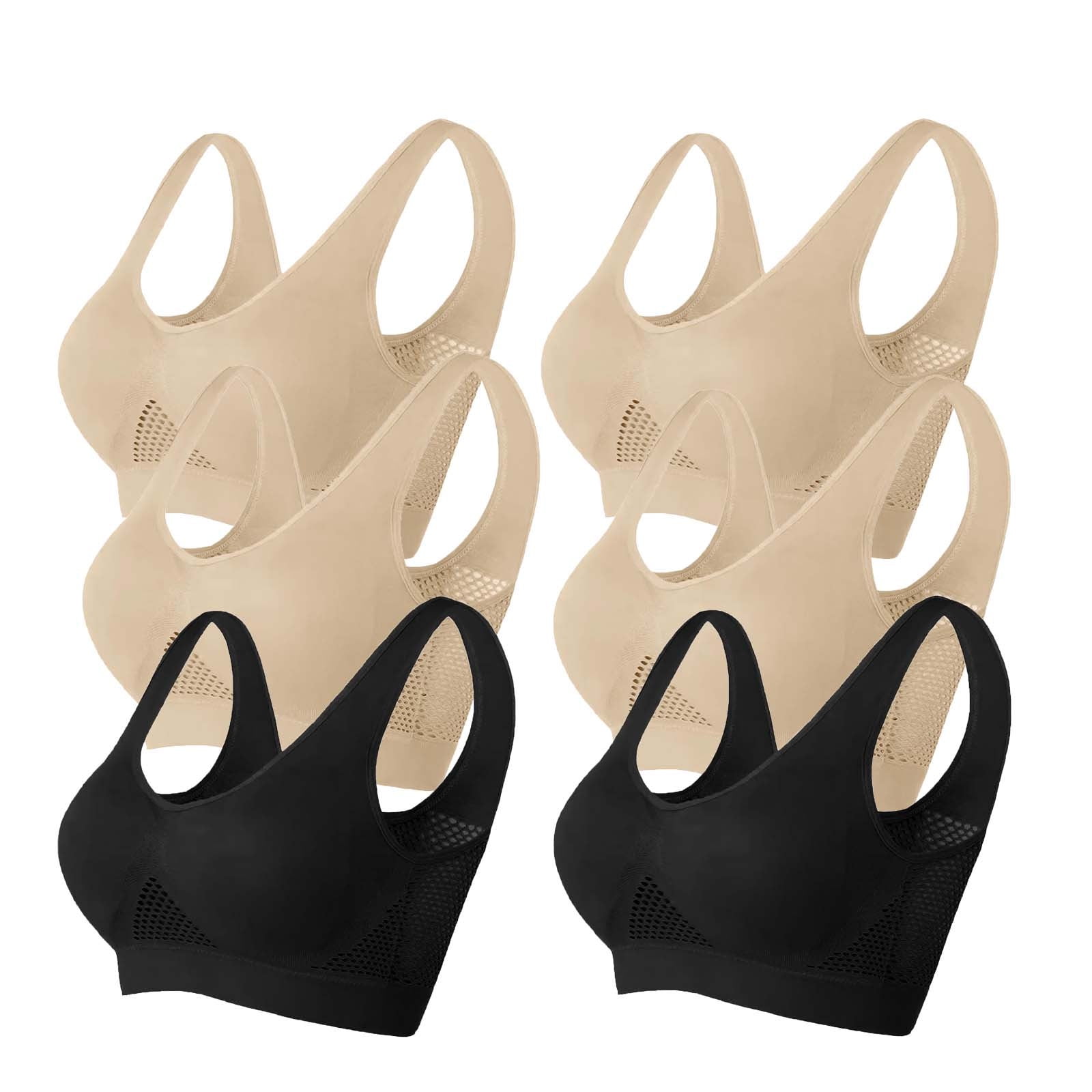 Busydd 6 Pack Womens Bras High Impact Sports Bras Solid Color Everyday ...