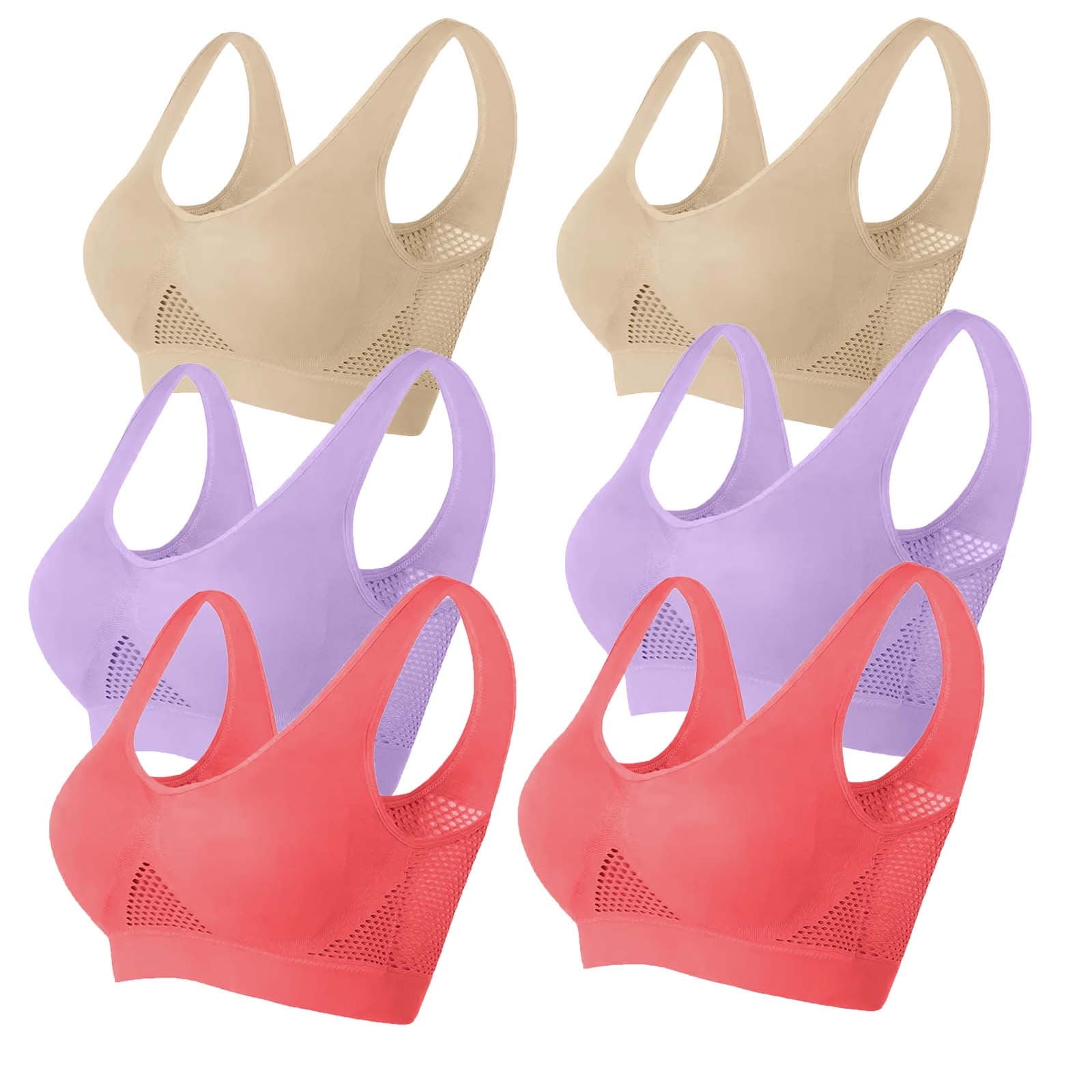 Busydd 6 Pack Womens Bras High Impact Sports Bras Solid Color Everyday ...