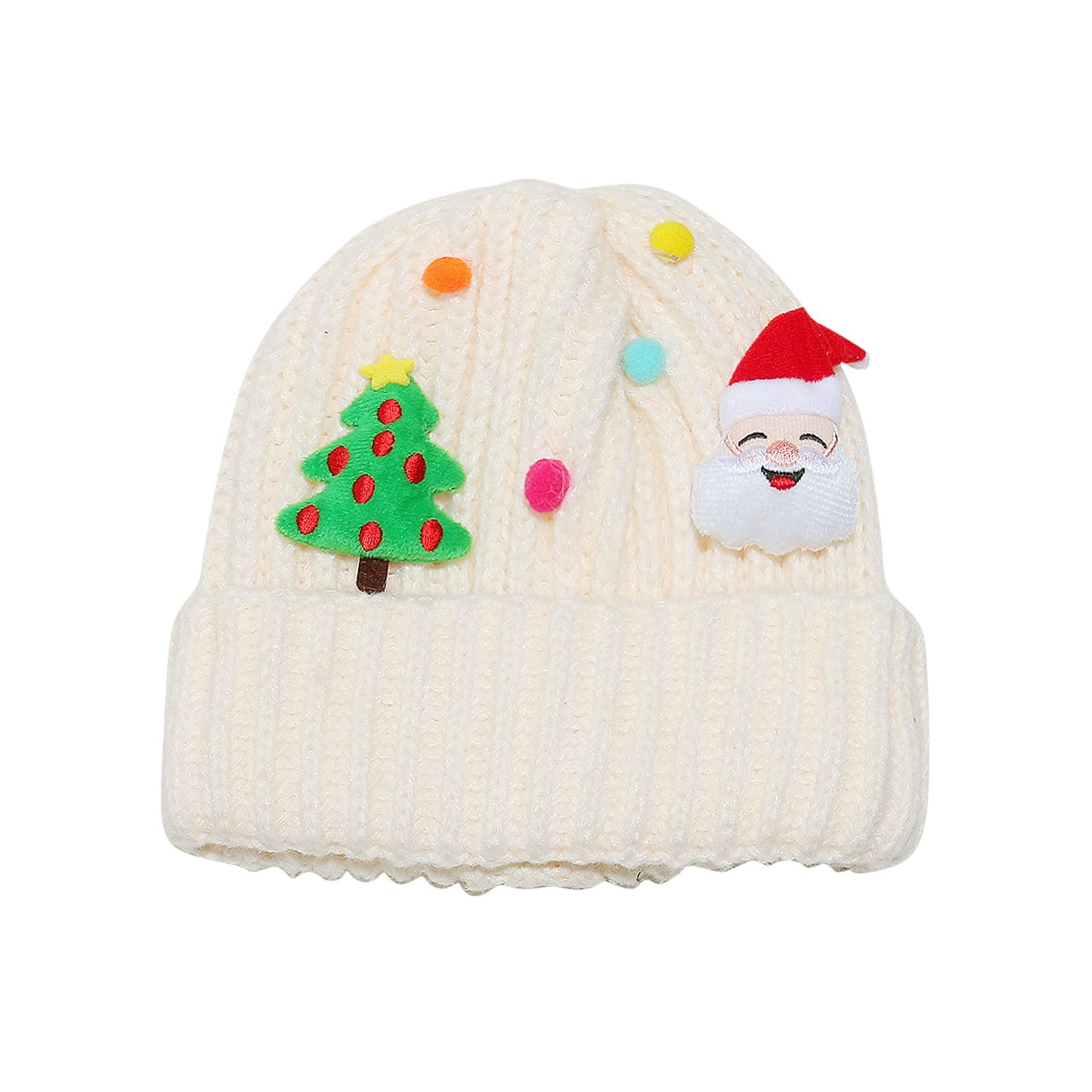 Busydd Baby Christmas Hats Cute Holiday Santa Hat Ribbed Knit Hat ...