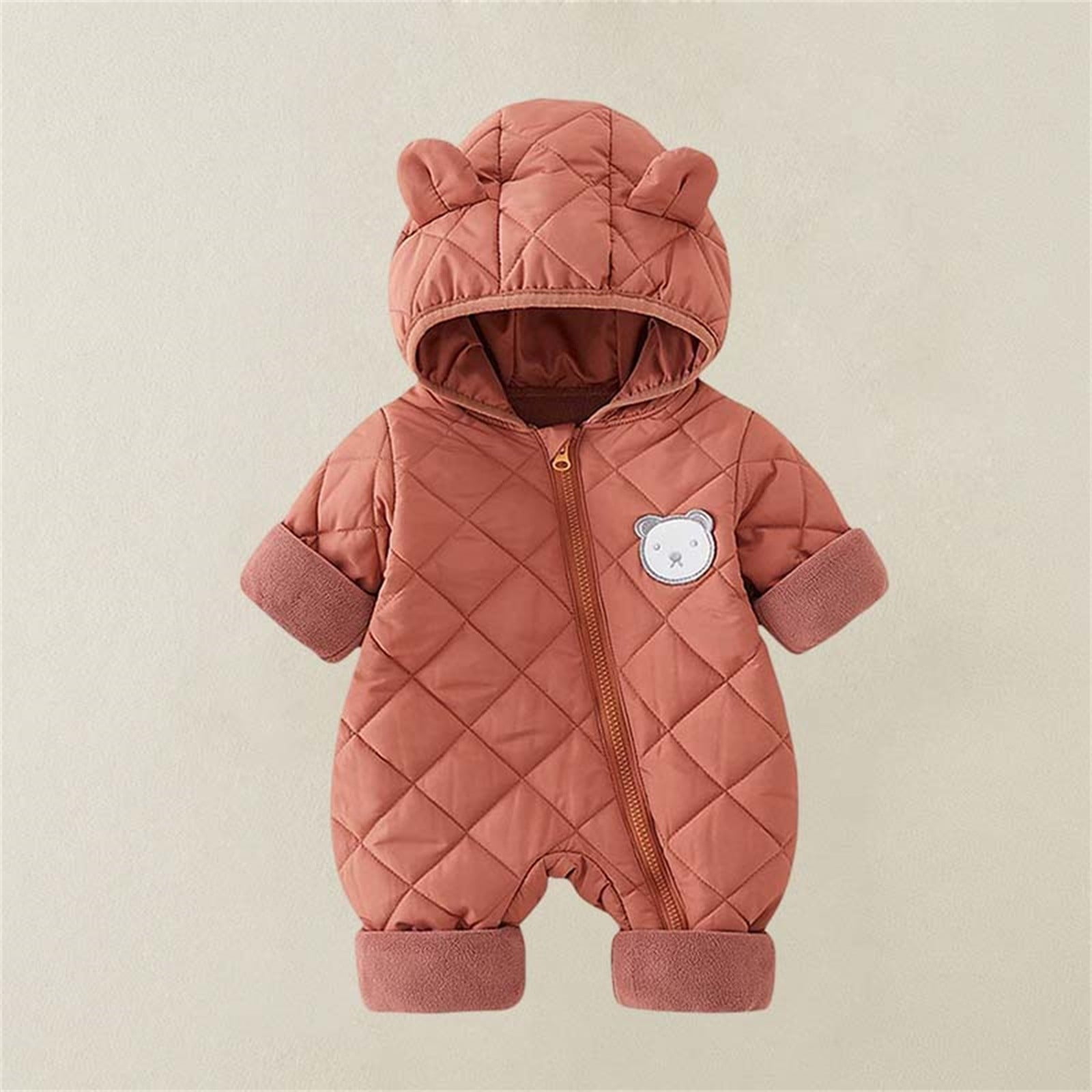 Busydd Baby Girl Romper 0-2 Years Winter Warm Hooded Zipper Baby Girl ...
