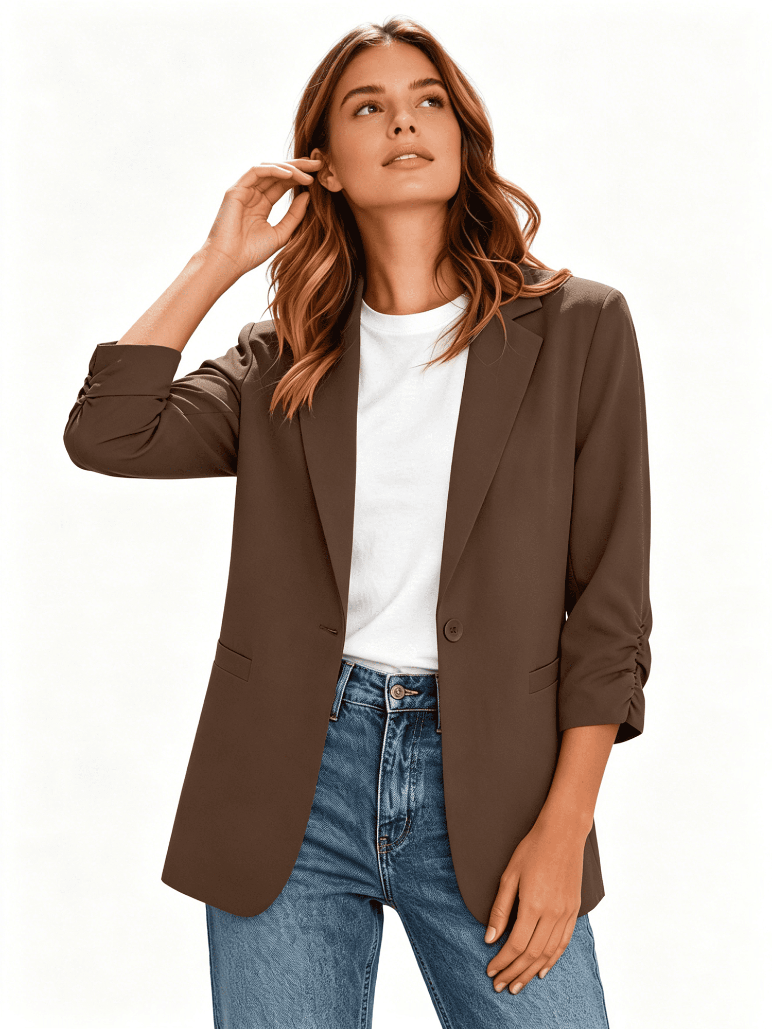 Busydd Blazers for Women with Notch Lapel Business Versatile Solid ...