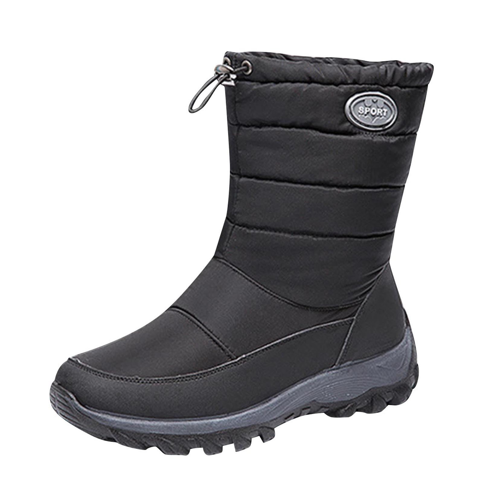 Busydd Boots for Women Fashion Warm Fleece Lined Winter Boots Casual ...