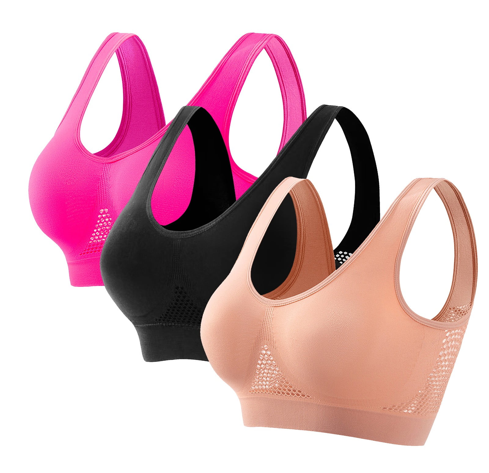Busydd Bras for Women 3 Piece Sets Solid Color High Support Sports Bra ...
