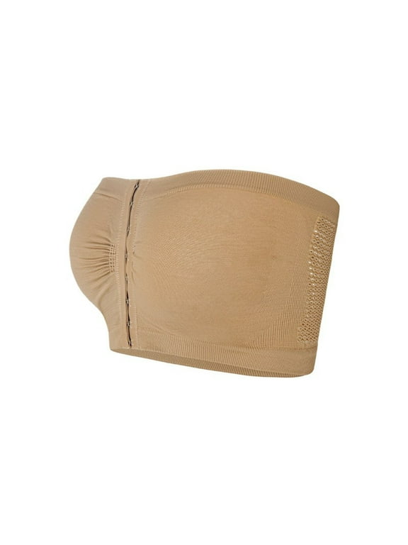 Women's Plus Size Full Coverage Strapless Bandeau Bra with Removable ...