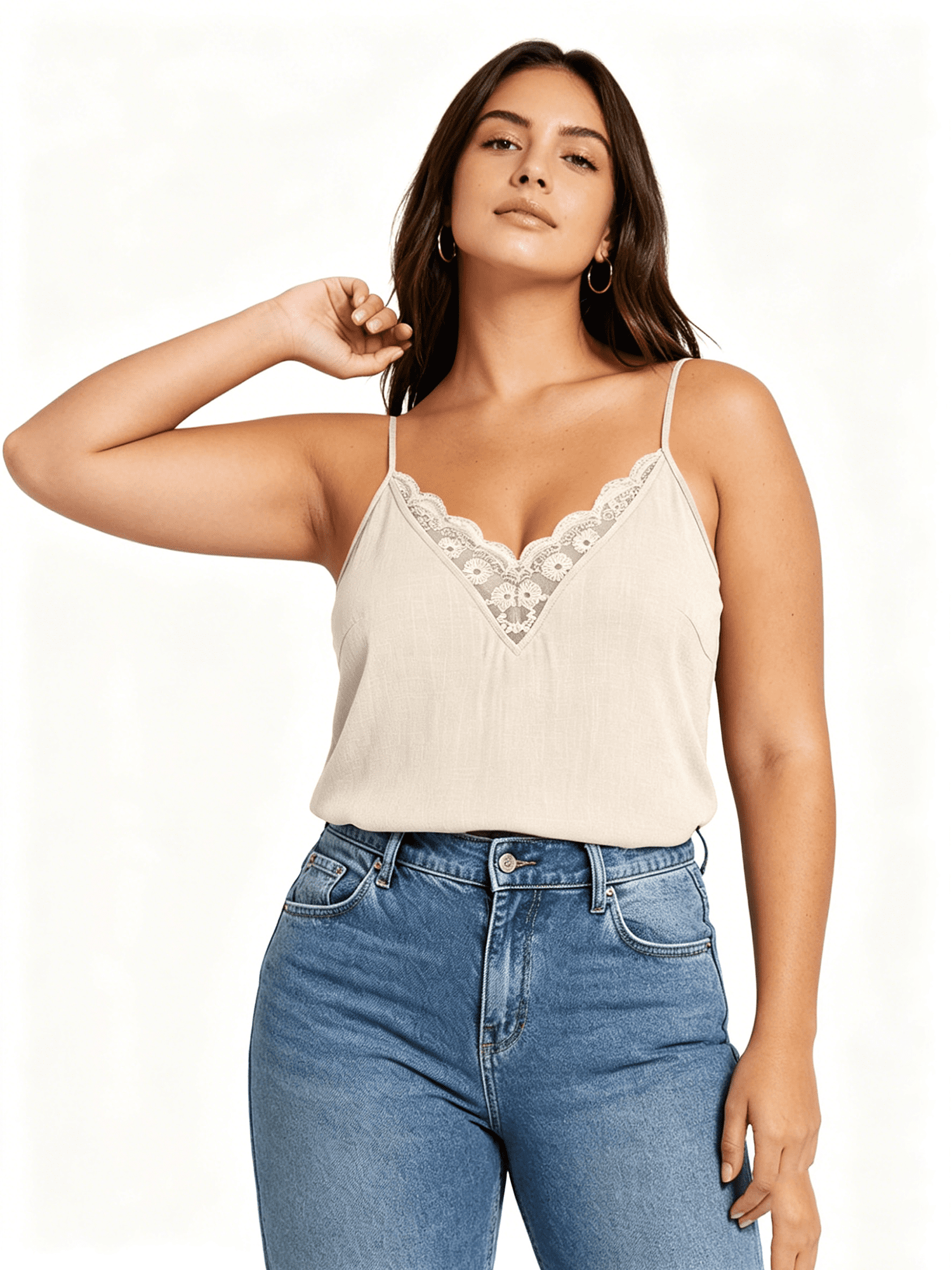 Busydd Camisole Lace Top for Women Solid Color Spaghetti Strap Cami ...