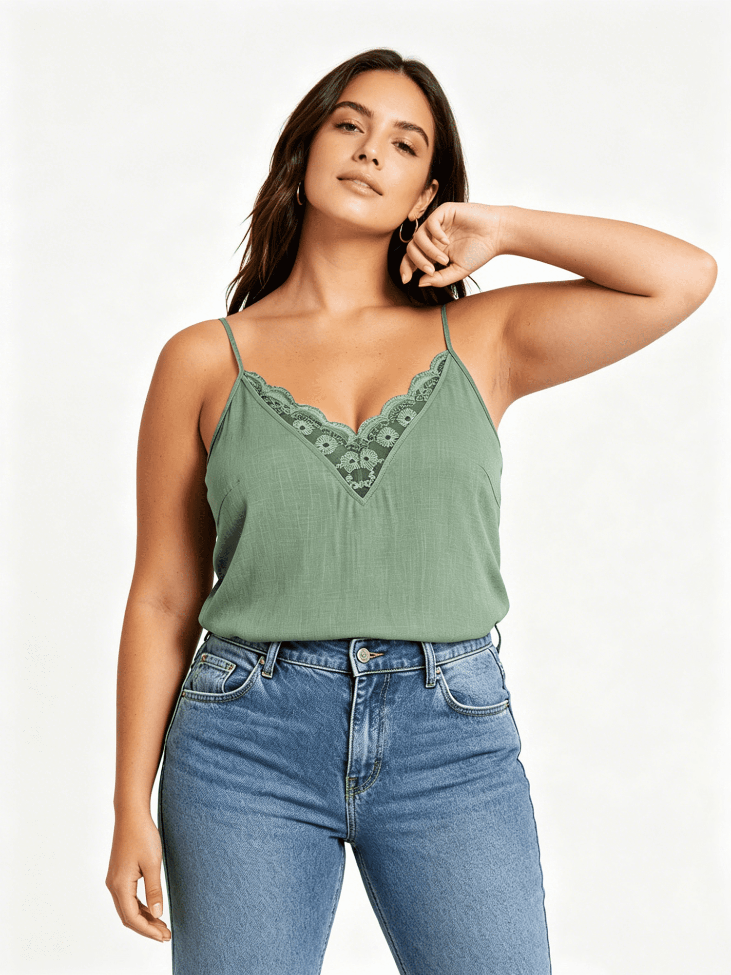 Busydd Camisole Lace Top for Women Solid Color Spaghetti Strap Cami ...