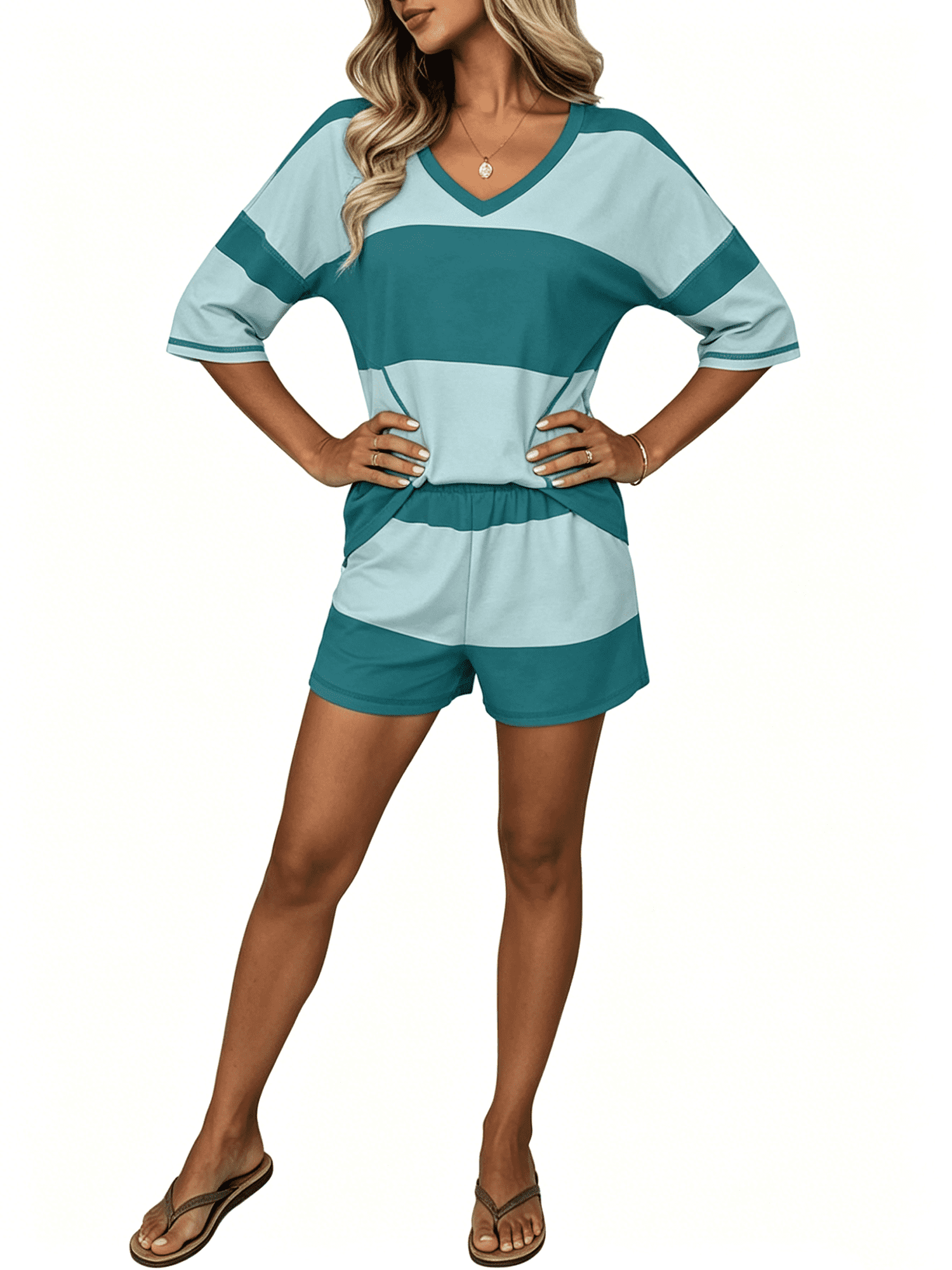 Busydd Color Block Lounge Sets for Women Casual Comfy 2 Piece Vacation ...