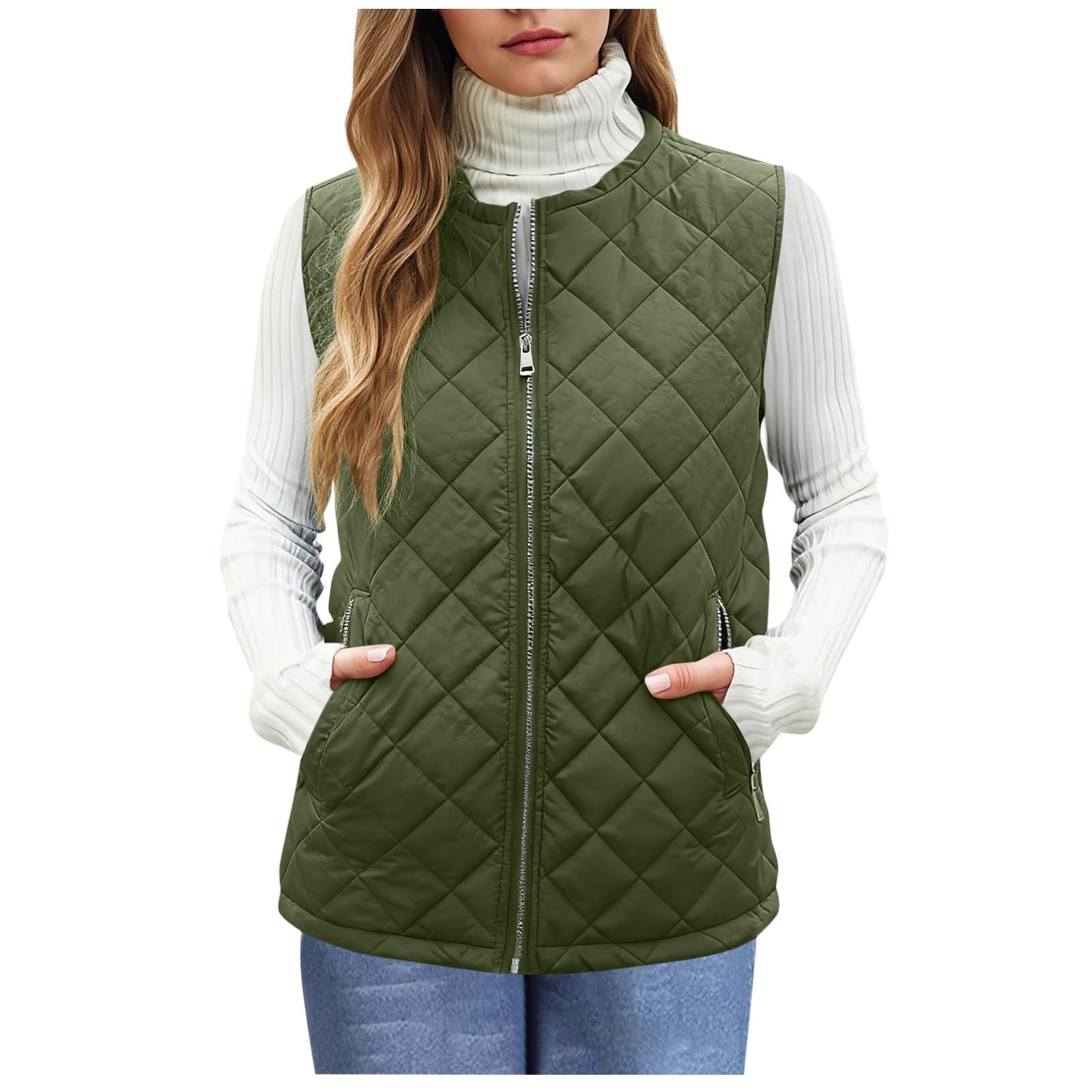 Busydd Cotton Vest for Women Warm Comfy Sleeveless Puffer Vest Casual ...