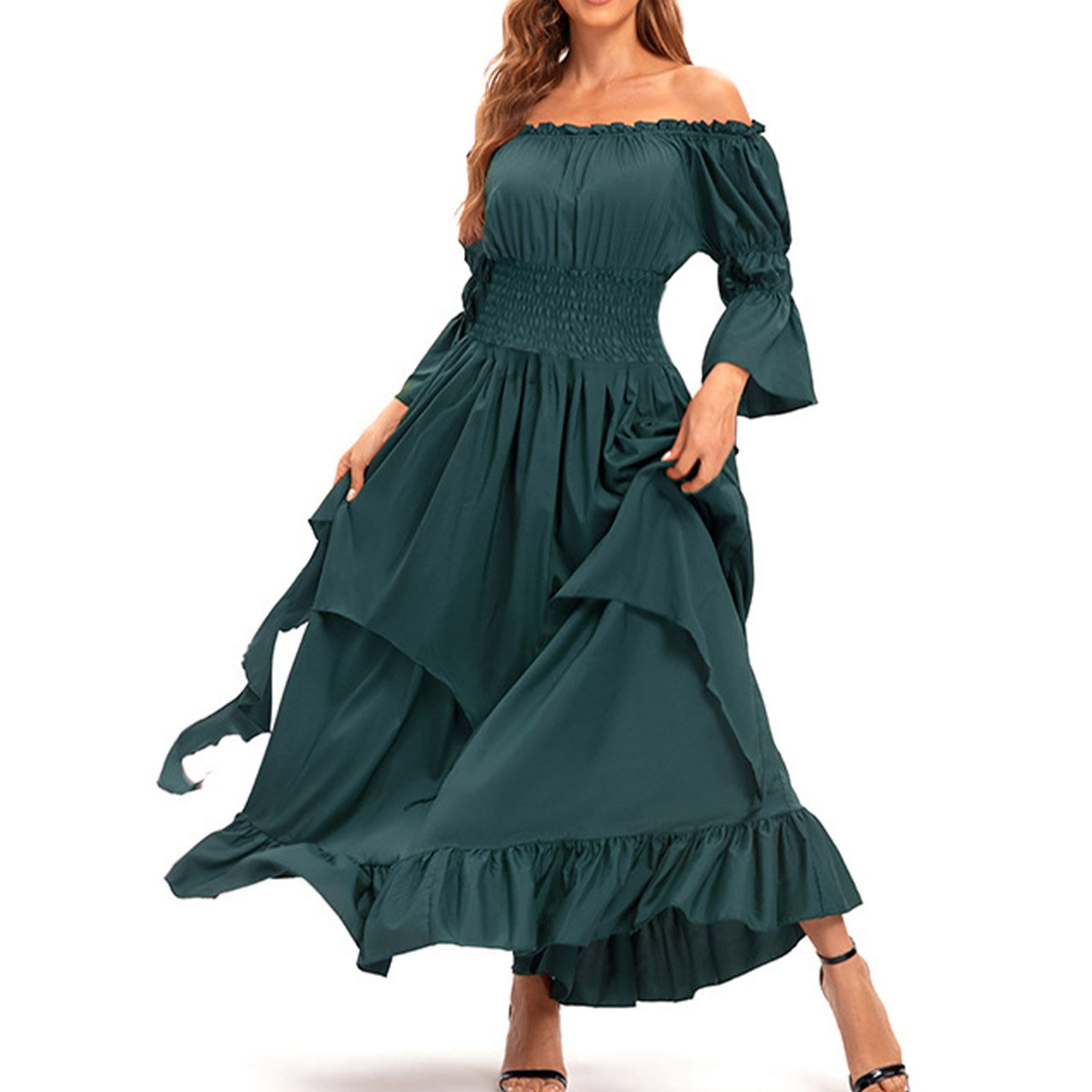 Busydd Fashion Women's Spring/Summer Solid Court Long Sleeve Round-Neck ...