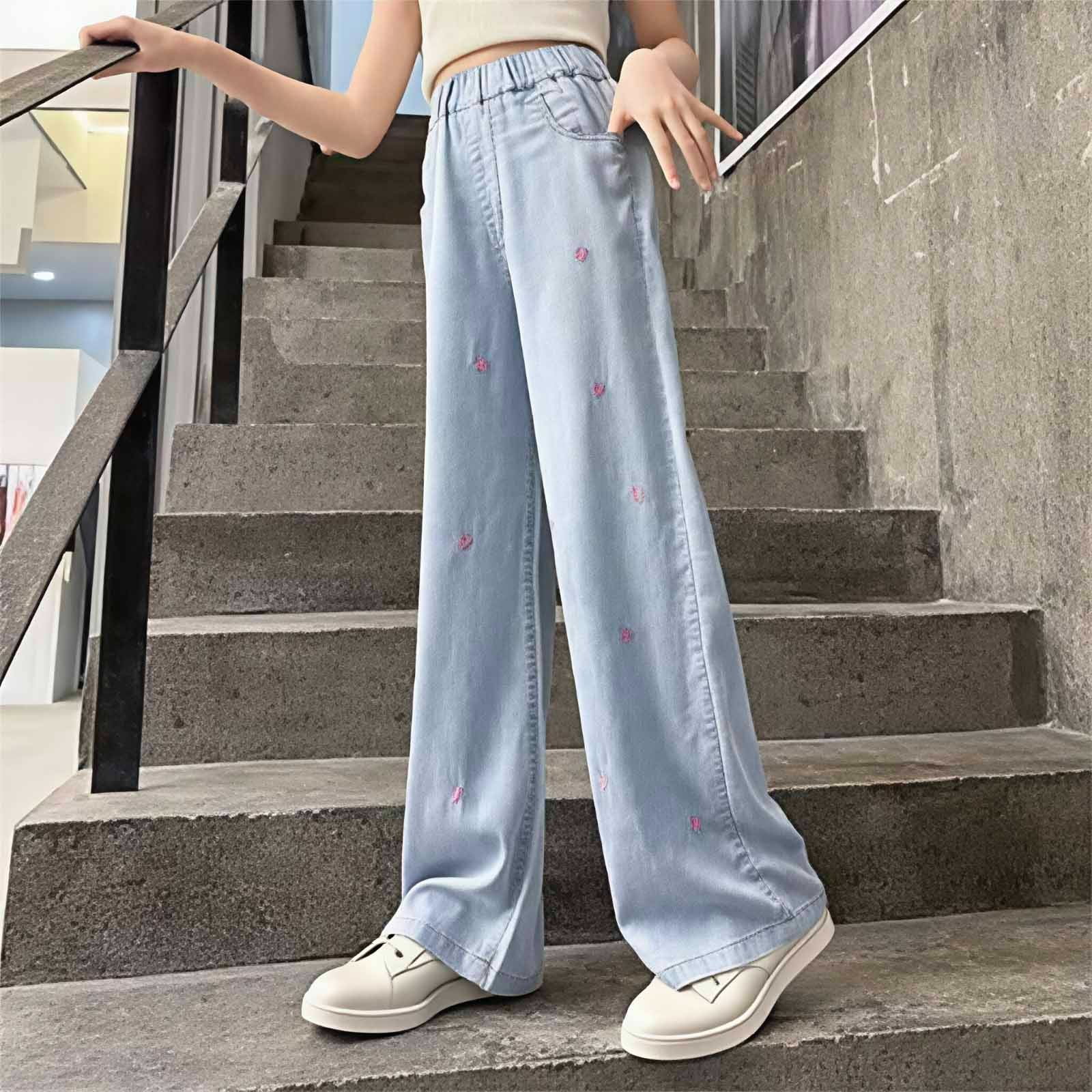 Busydd Girls' Jeans 5-15 Years Fashion Casual Little Girls Clothes ...
