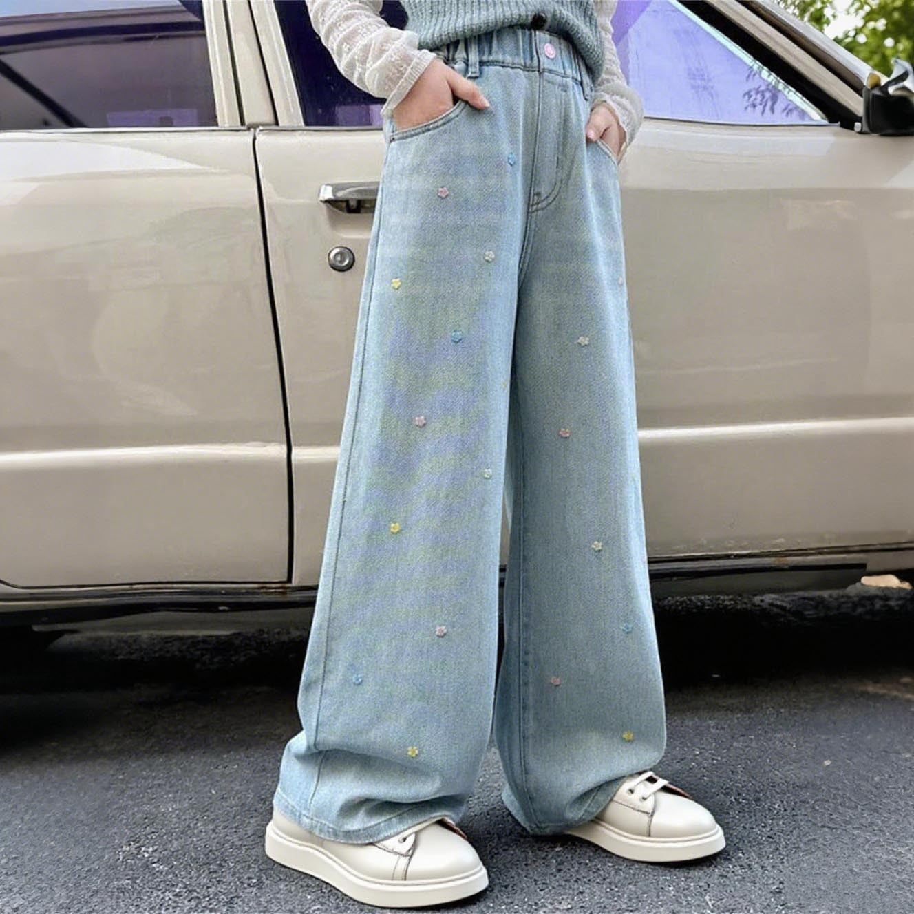 Busydd Girls' Jeans 5-15 Years Fashion Casual Little Girls Clothes ...