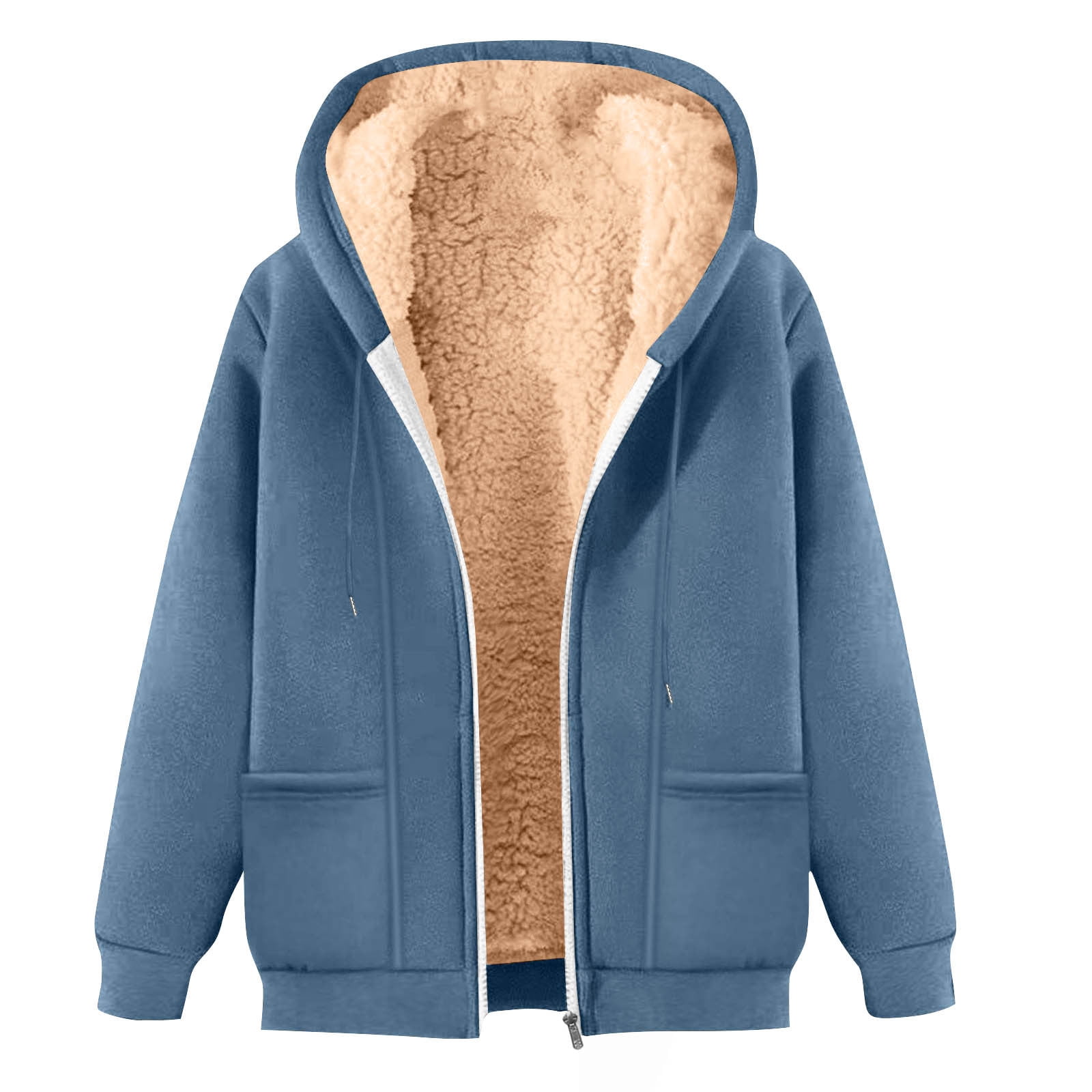 Busydd Jackets for Men Warm Comfy Fuzzy Fleece Jacket Solid Color Long ...