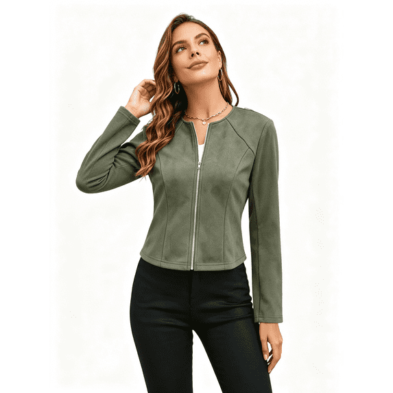 Busydd Jackets for Women Fashion Zip Up Long Sleeve Shirts for Women ...