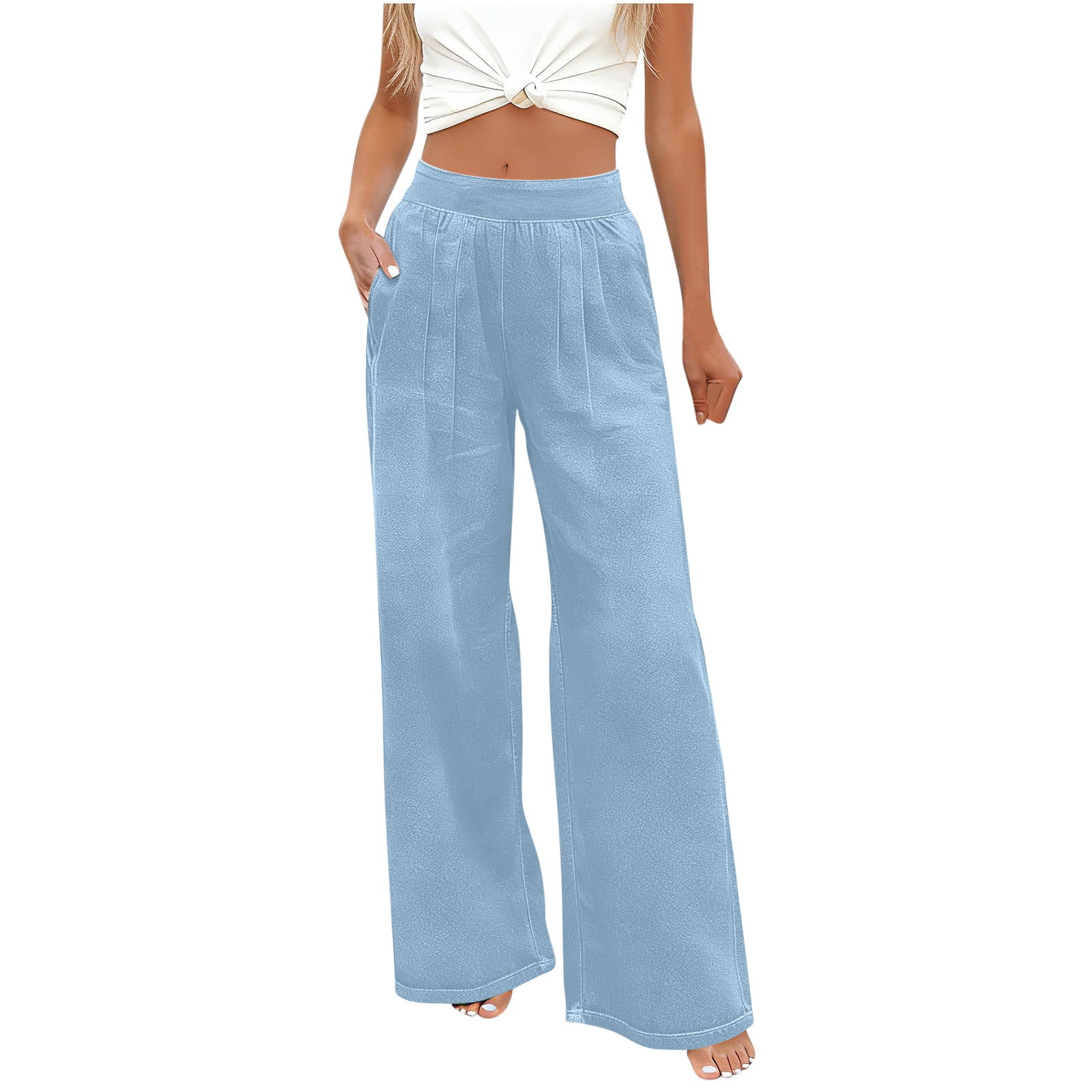 Busydd Jeans for Women Comfortable Solid Color Wide Leg Jeans Woman ...