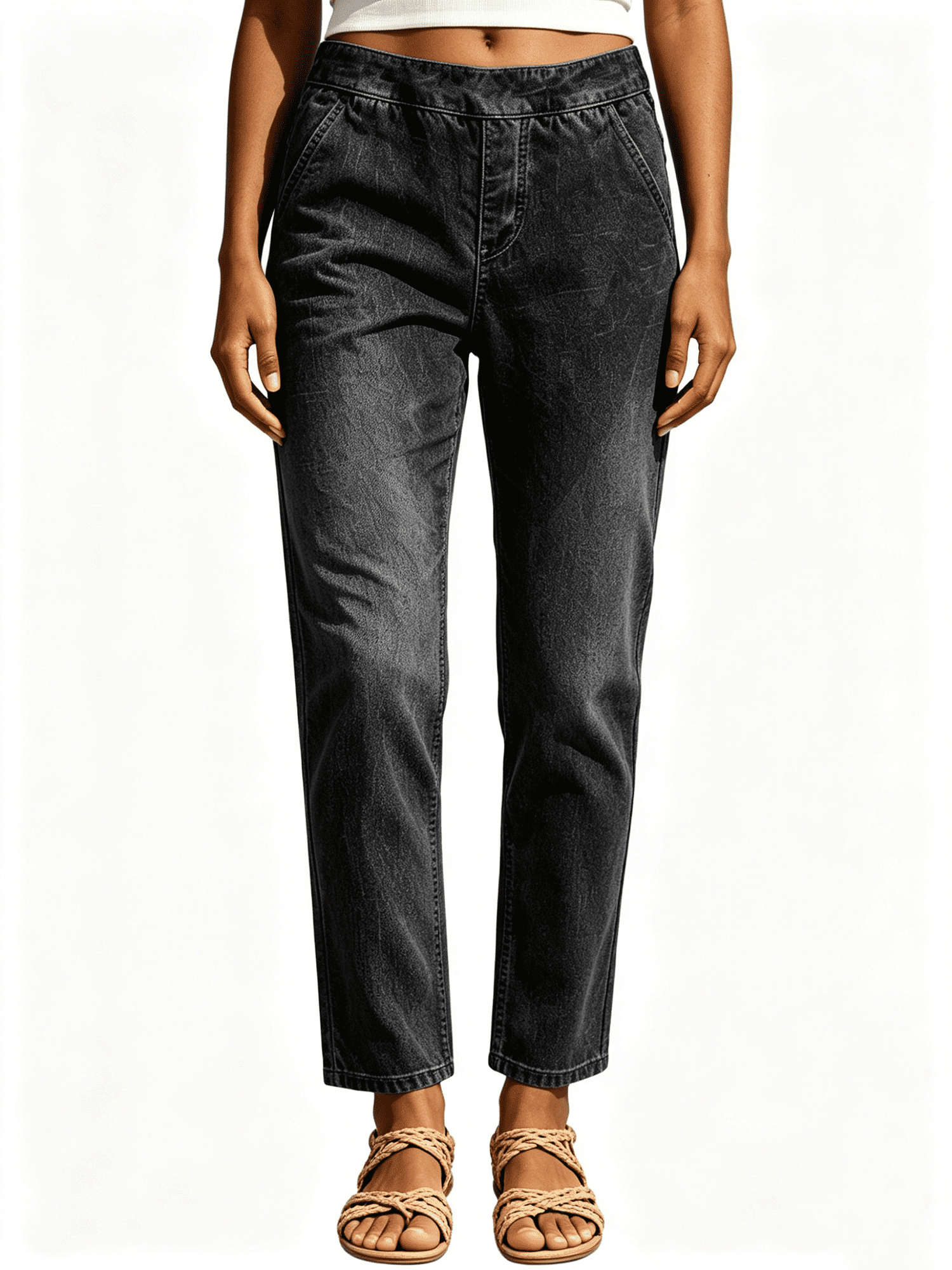 Busydd Jeans for Women Straight Leg Solid Color Jeans Everyday Wear Mid ...