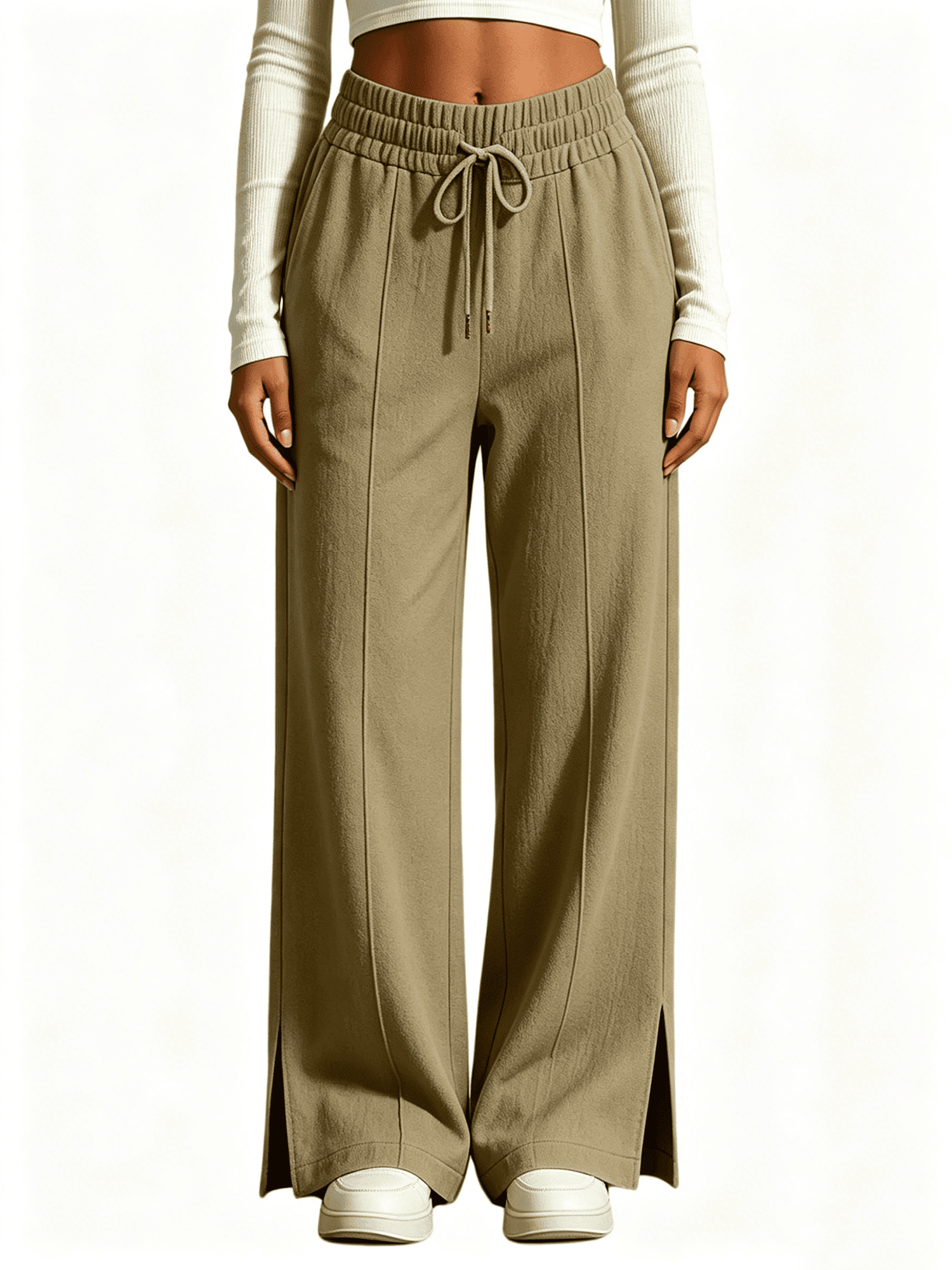 Busydd Linen Pants Women with Side Slits and Drawstring Casual Fashion ...