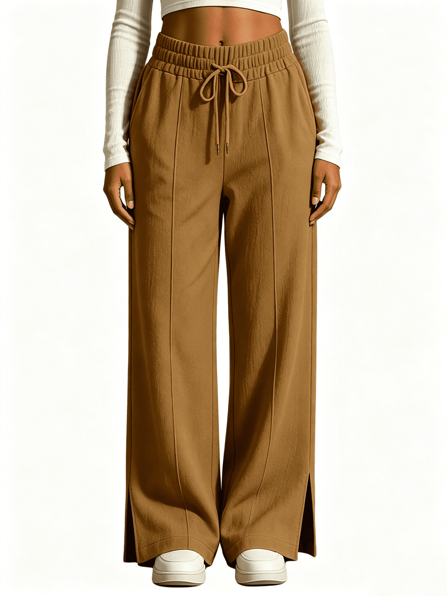 Busydd Linen Pants Women with Side Slits and Drawstring Casual Fashion ...