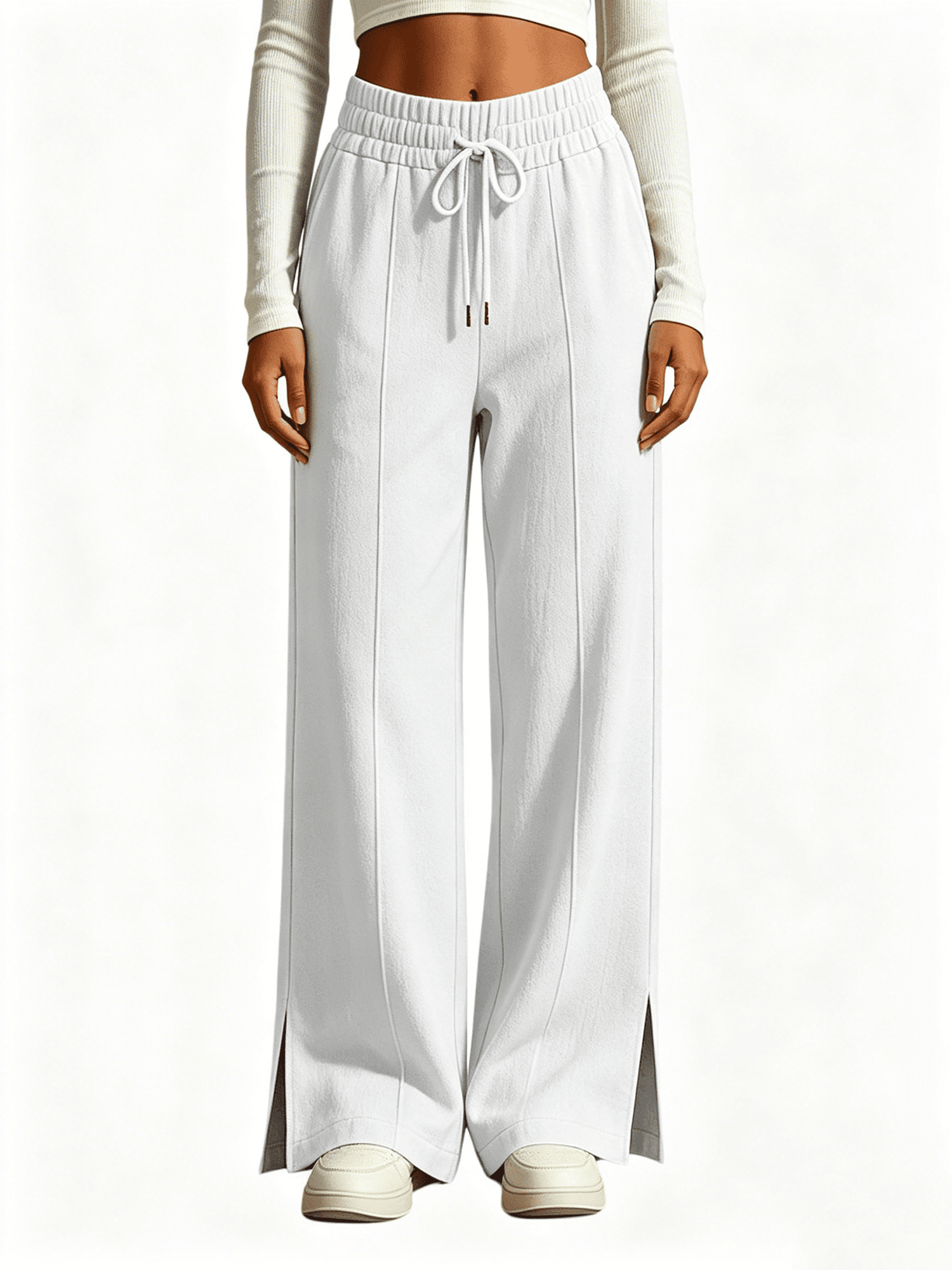 Busydd Linen Pants Women with Side Slits and Drawstring Casual Fashion ...