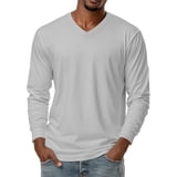 Busydd Long Sleeve T Shirt Men Casual Solid Color V Neck T Shirts Men ...