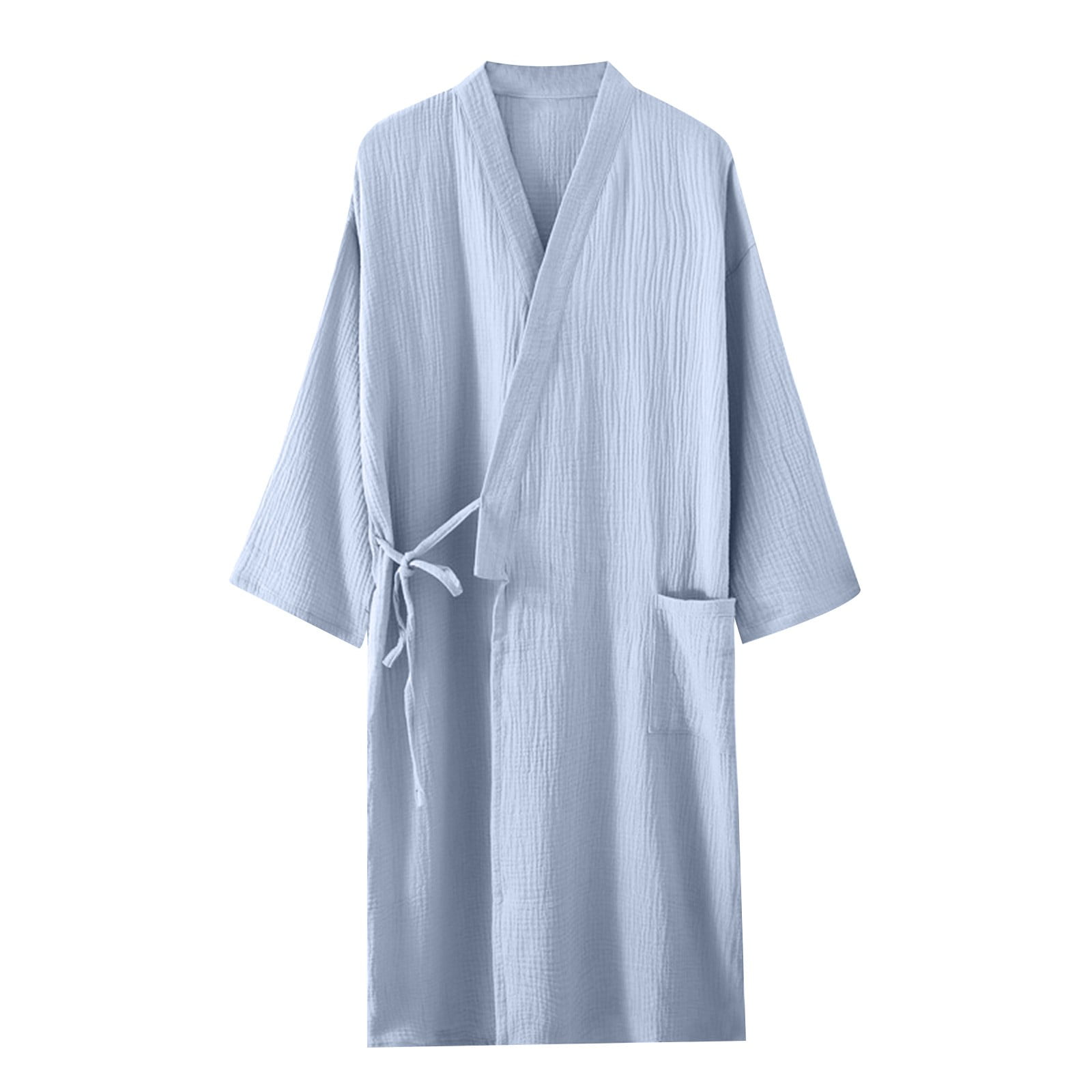 Busydd Men's Robe Casual Solid Color Drawstring Bathrobes Fashion ...