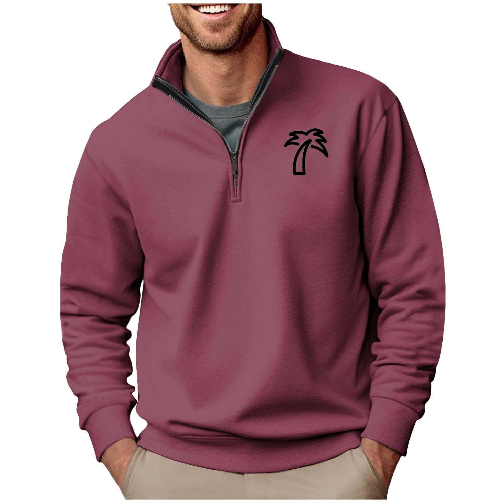 Busydd Men's Sweatshirt Casual Stand Collar Long Sleeve Shirts for Men ...
