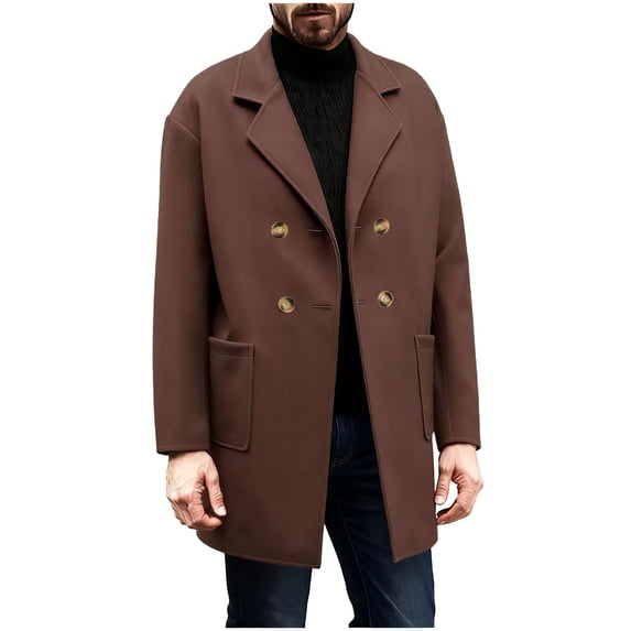 Busydd Mens Coat Solid Color Long Sleeve Fall Winter Jackets for Men ...