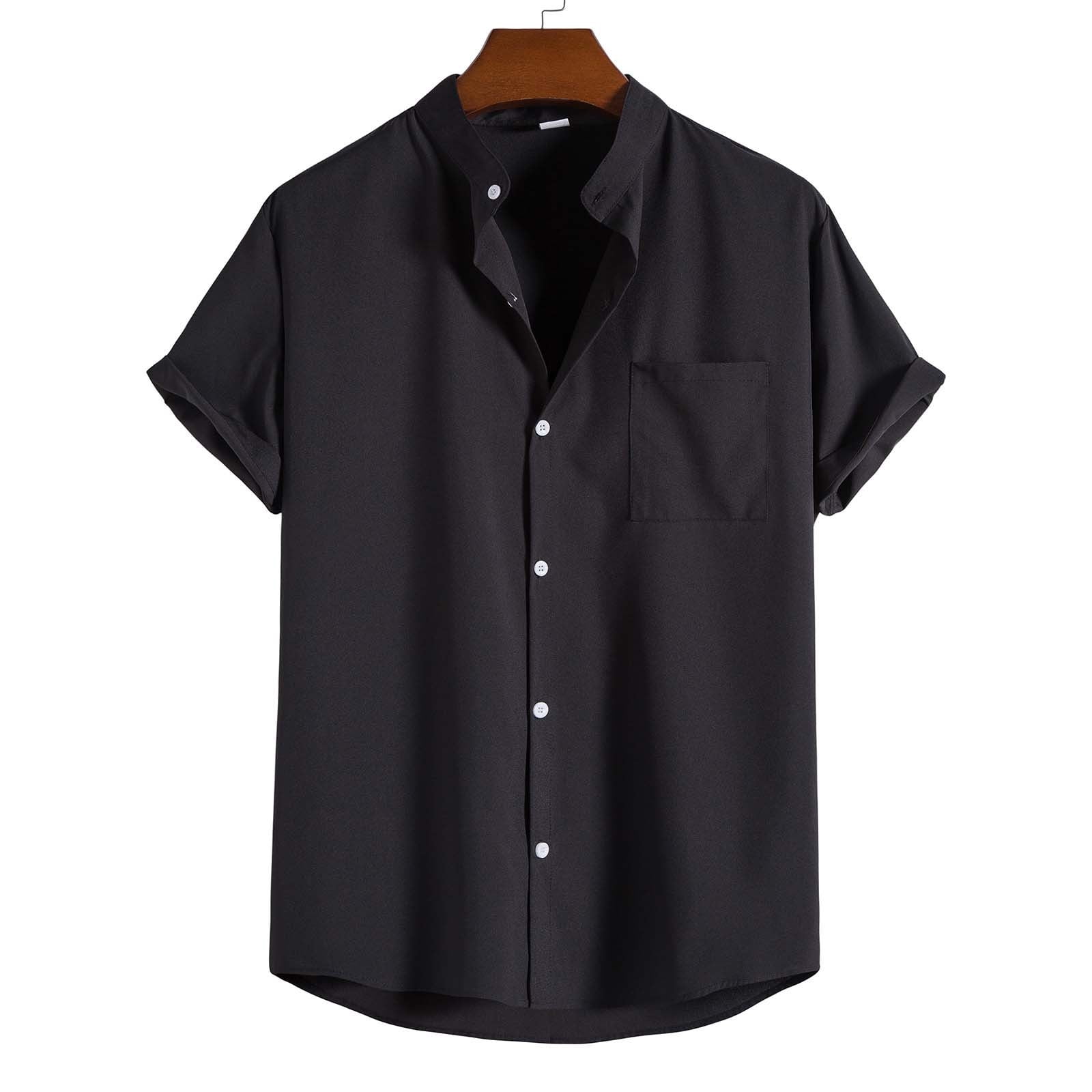Busydd Mens Dress Shirt Formal Business Short Sleeve Shirts Turndown Collar Button Down Blouses ...