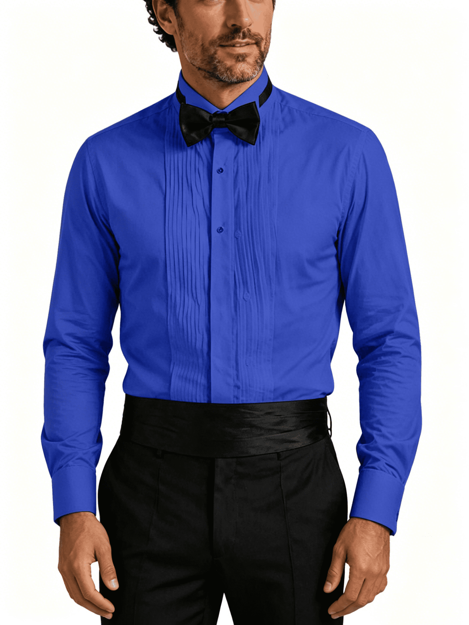 Busydd Mens Dress Shirts Fashion Bow Tie Pleated Button Down Shirts ...