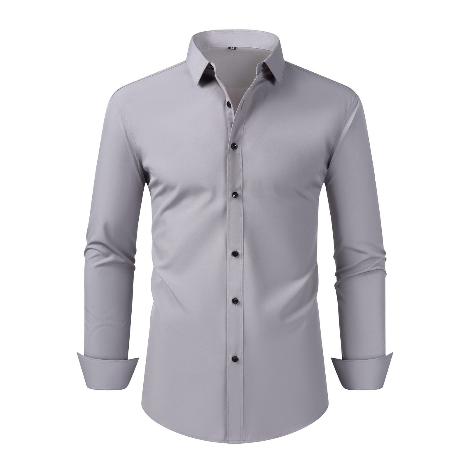 Busydd Mens Dress Shirts S-3XL Stylish Solid Color Long Sleeve Formal Business Casual Shirt ...