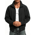 Busydd Mens Fleece Jacket with Pockets Fashion Warm Stand Collar Zip Up ...