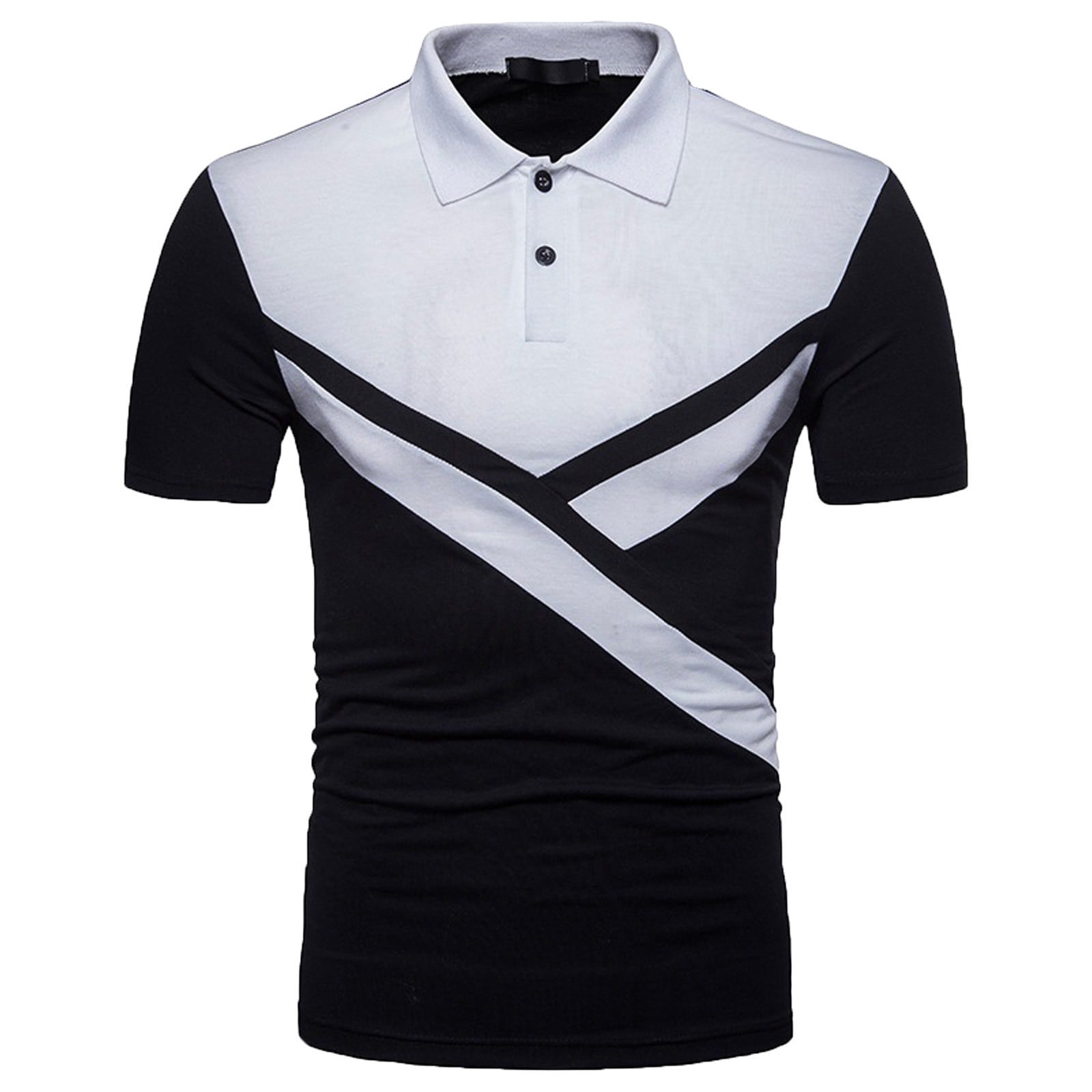 Busydd Mens Golf Shirts Button Down Short Sleeve Formal Dress Shirts Color Block Patchwork Gym ...