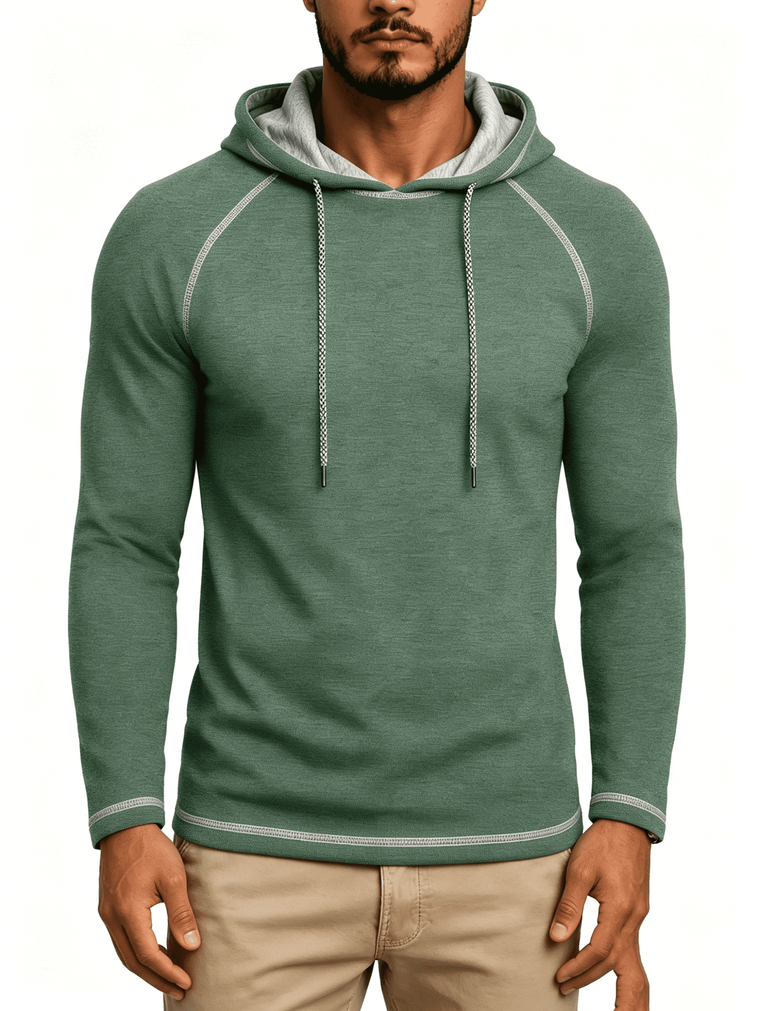Busydd Mens Hoodies with Contrast Stitching Trendy Solid Color Long ...