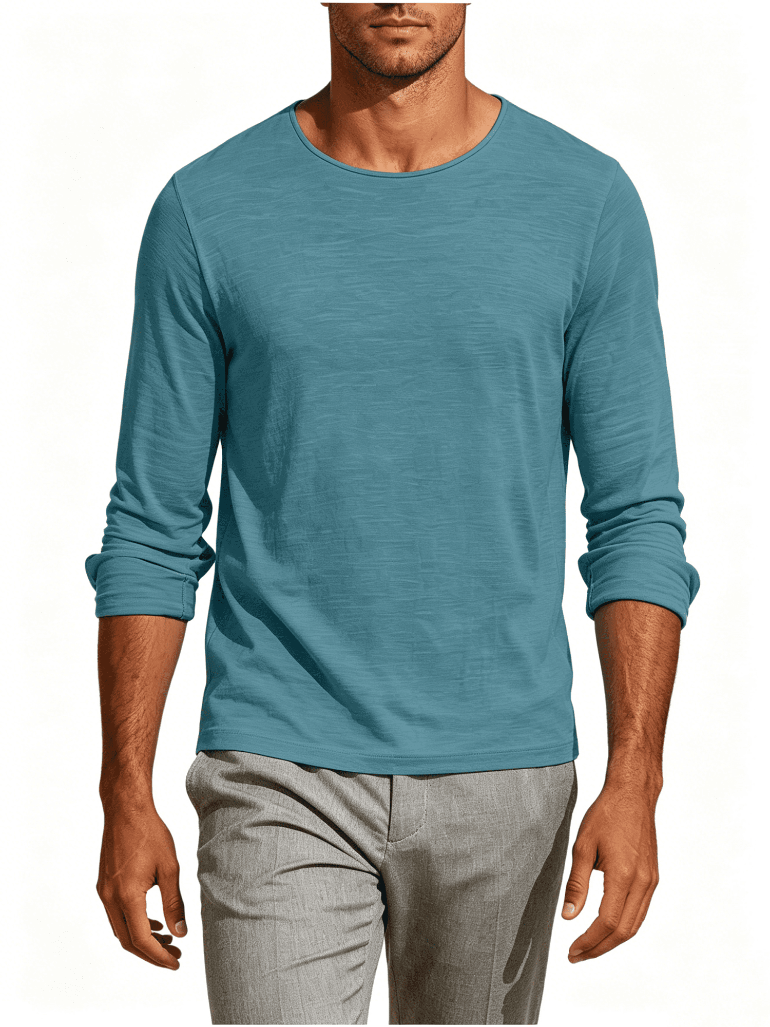 Busydd Mens Long Sleeve Tee Shirts Casual Breathable Solid Color T ...
