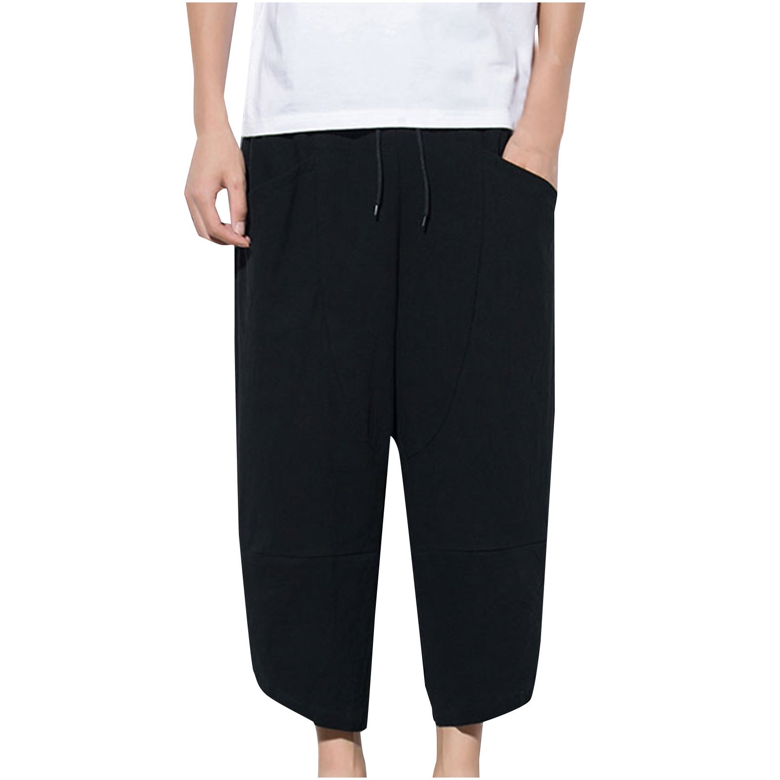 Busydd Mens Pants Below Knee Length Pants Loose Fit Lounge Trousers ...