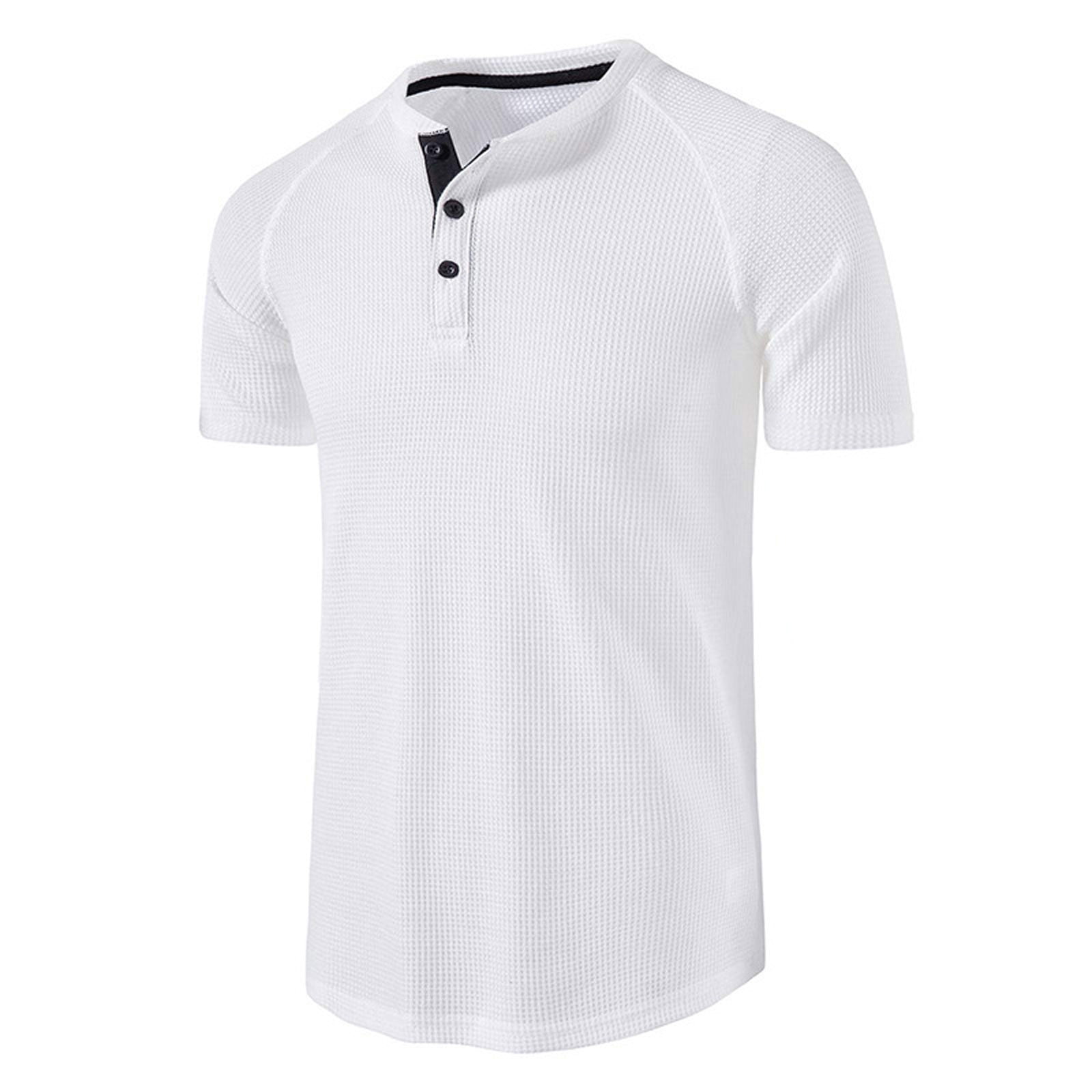 Busydd Mens Shirts Summer Collar Neck Short Sleeve Gym Shirts Quick Dry Stretched Performance ...