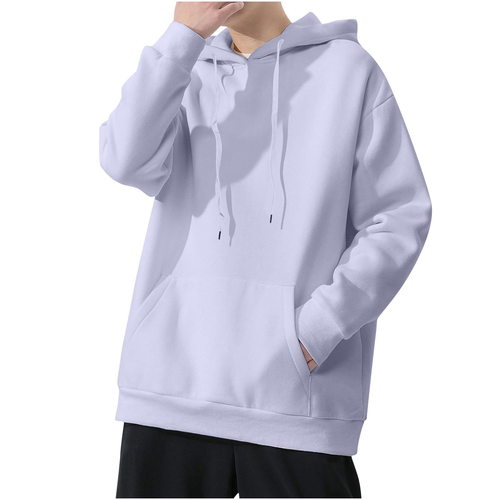 Busydd Mens Sweatshirts Hoodies Solid Color Drawstring Hooded ...