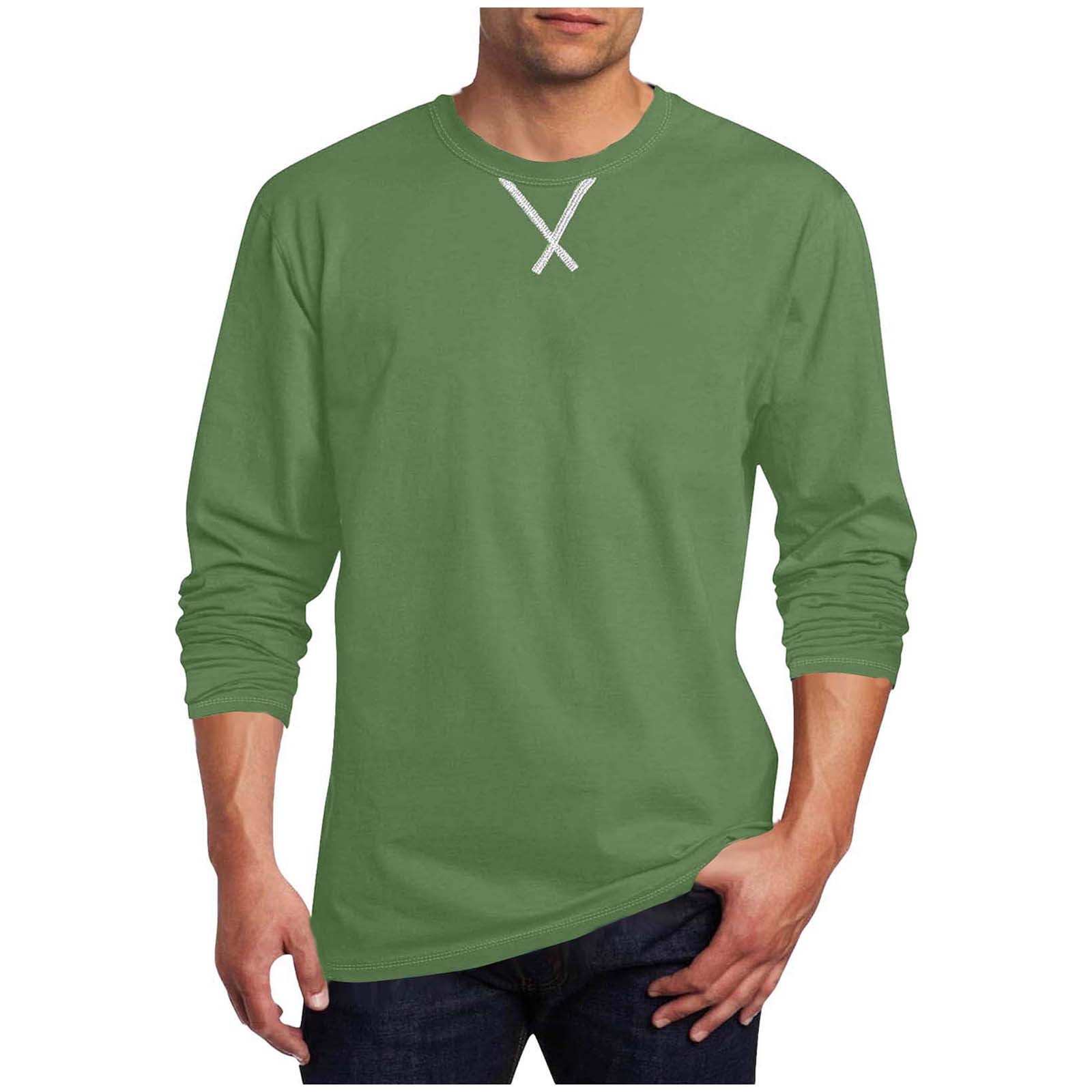 Busydd Mens T-Shirts Casual Solid Color Long Sleeve Tee Shirts Summer ...