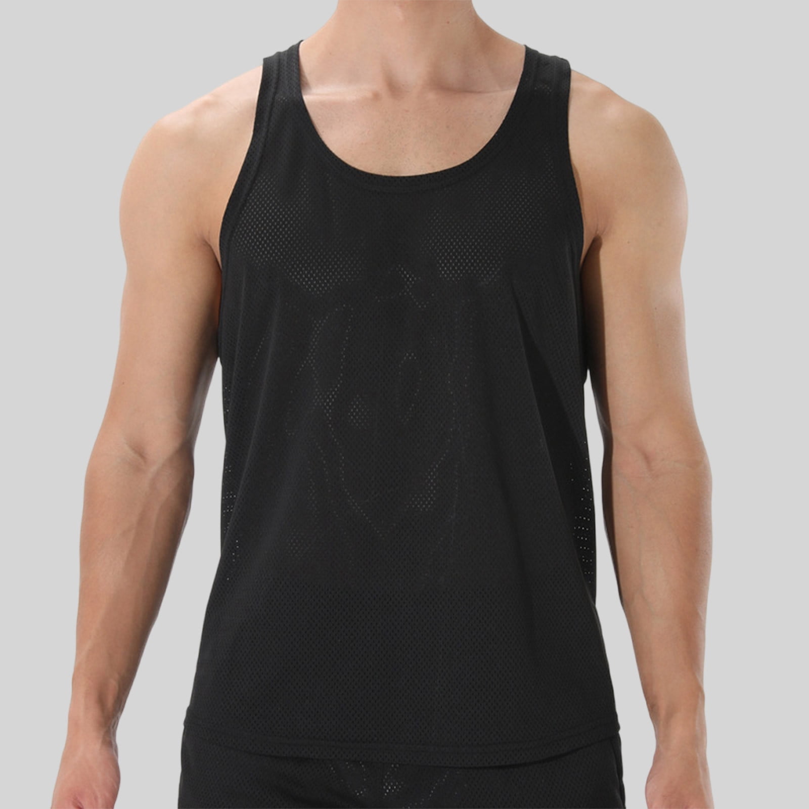 Busydd Mens Tank Tops Trendy Solid Color Round Neck Tanks Comfy ...