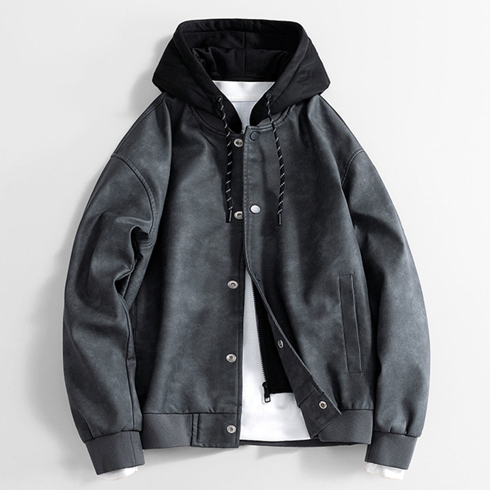 Busydd Mens Winter Coats Button Long Sleeve Solid Color Retro Winter ...