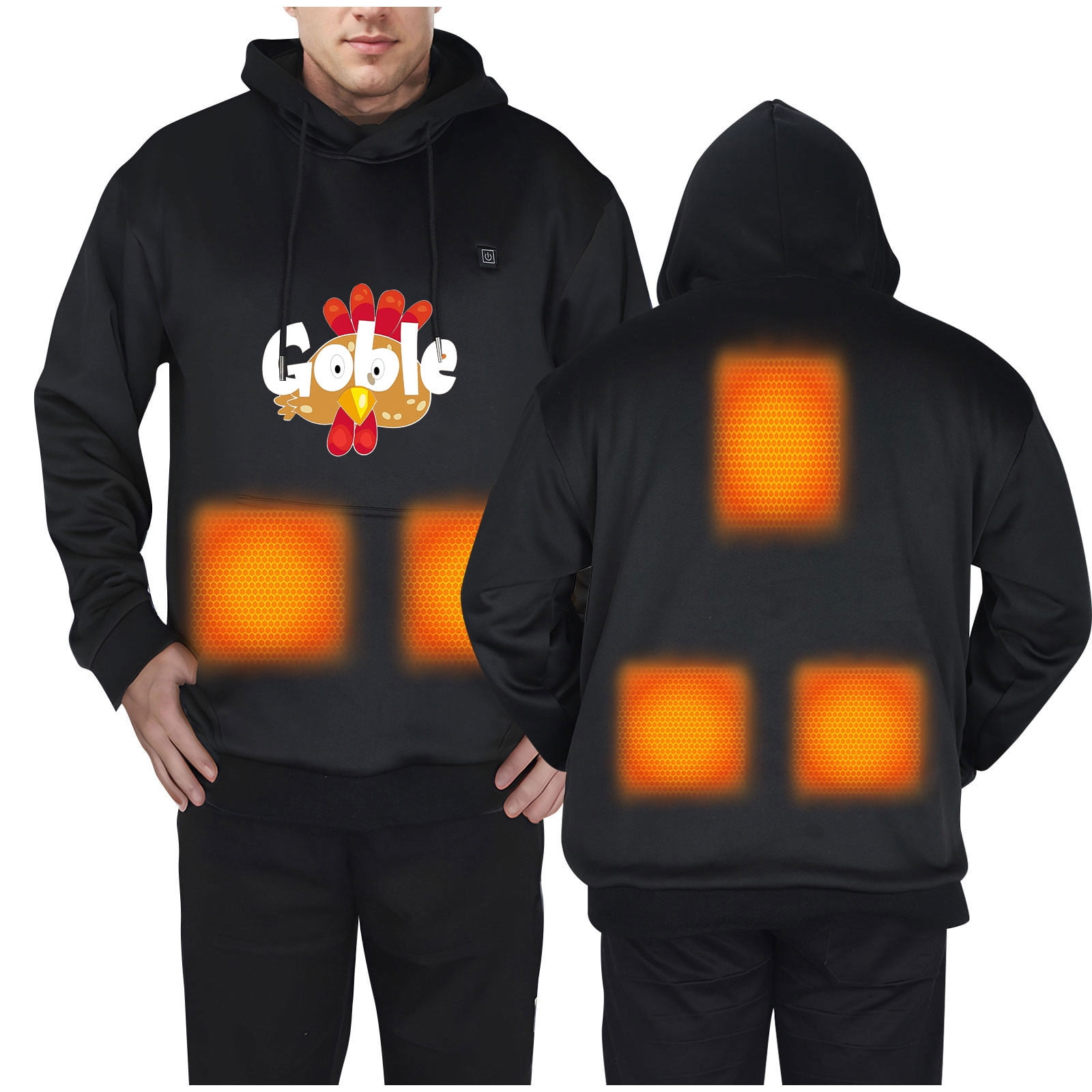 Busydd Mens and Womens Heated Hoodie with 5 Heating Zones Fashion Unisex Long Sleeve Pocket ...