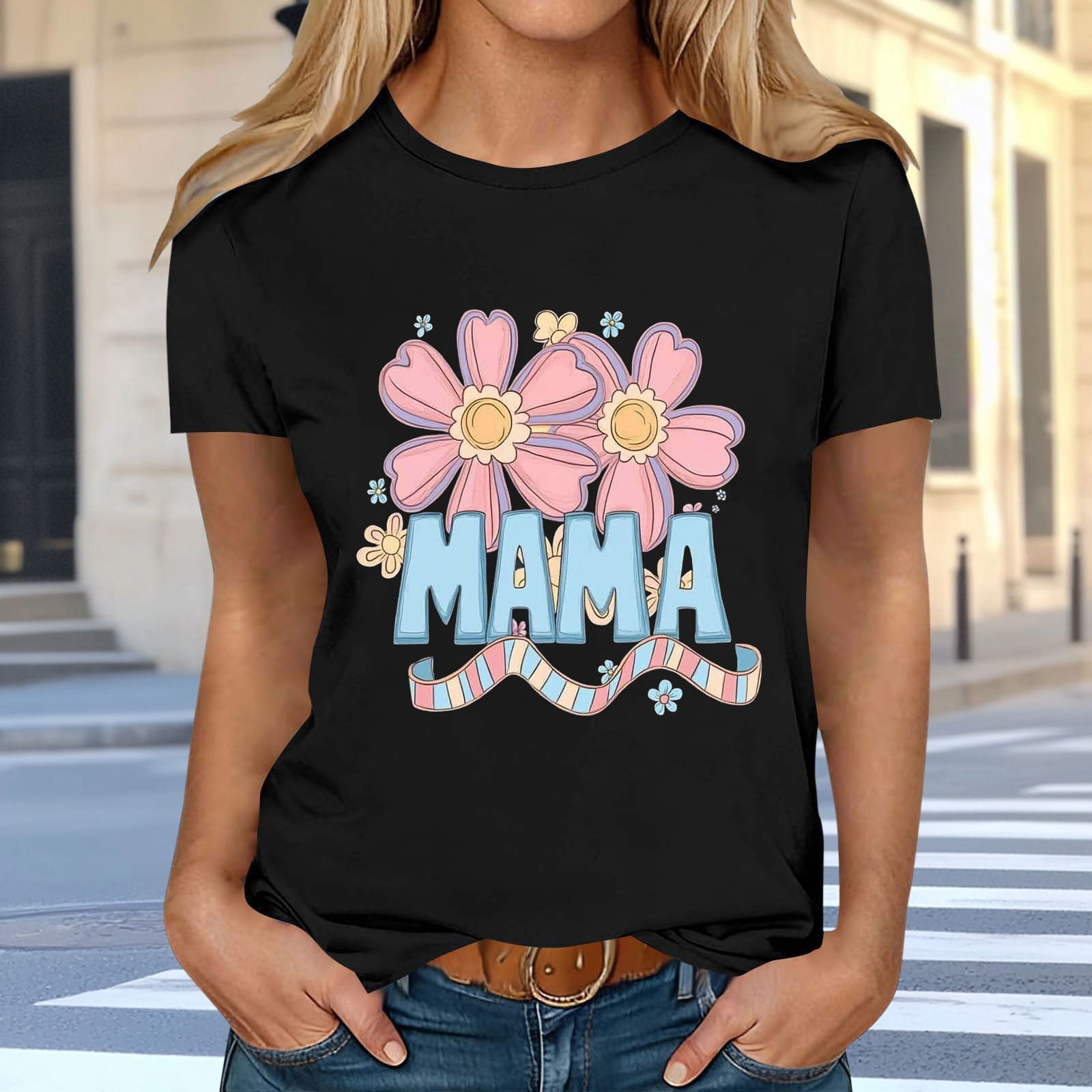 Busydd Mother's Day T Shirts for Women Comfy Crew Neck Print Graphic ...
