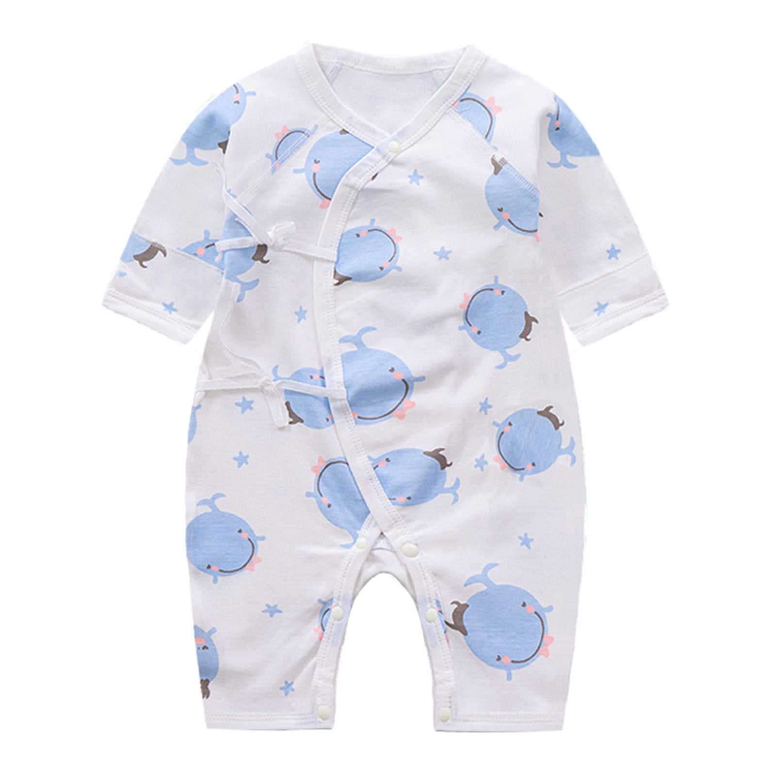 Busydd Newborn Baby Boys Girls Rompers V Neck Long Sleeve Toddler ...