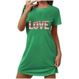 Busydd Nightgowns for Women Fashion Love Heart Print Valentines Dress ...